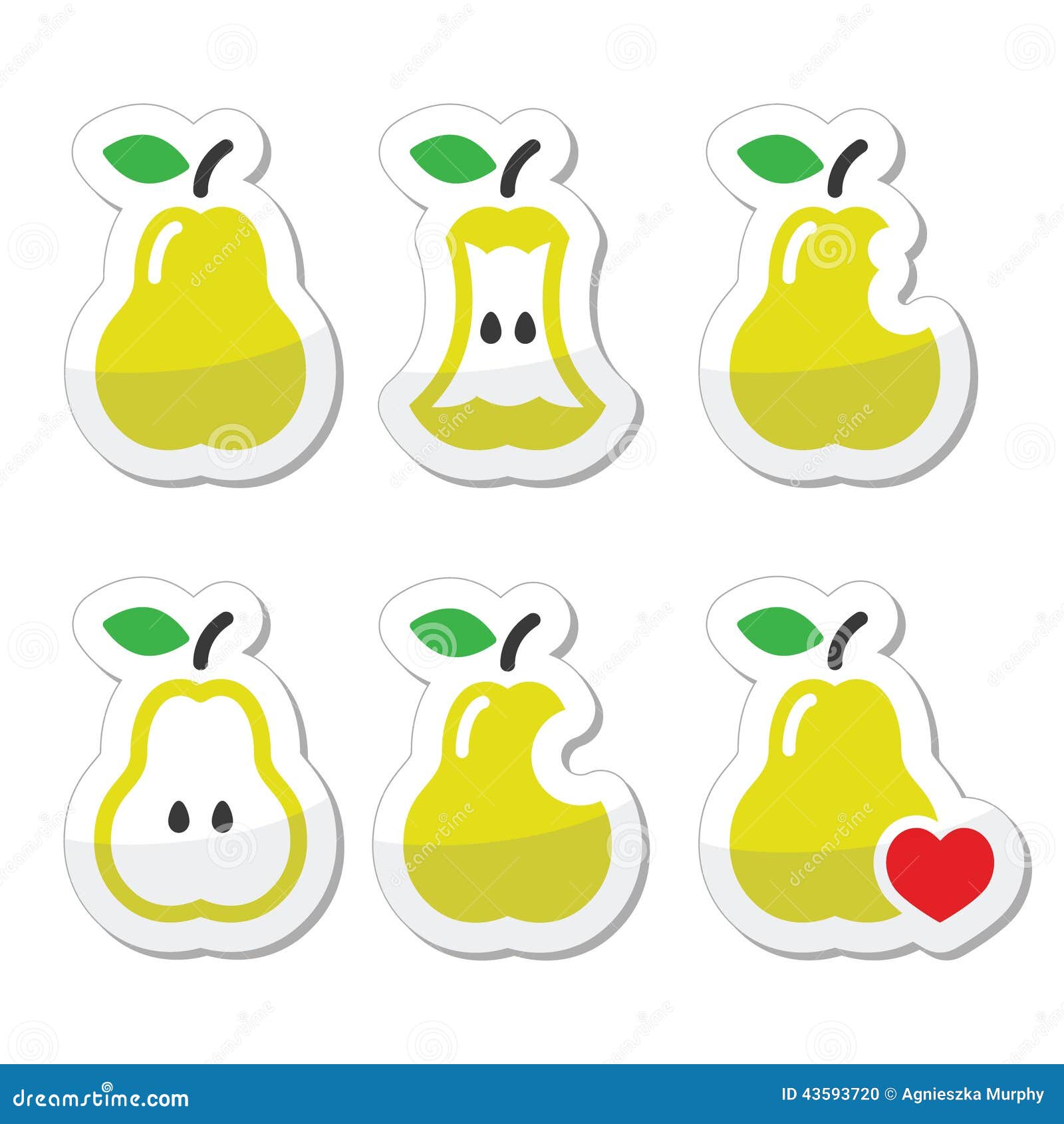 Pear, Pear Core, Bitten, Half Vector Icons Stock Vector - Illustration ...