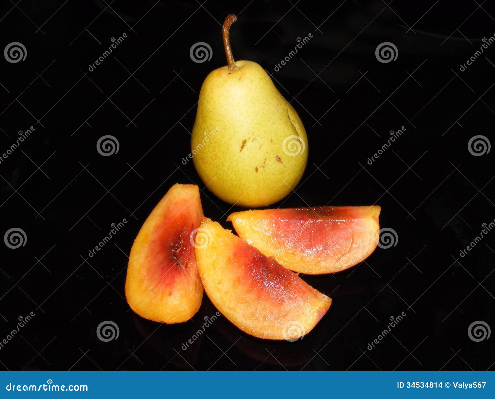 Pear and pieces of peach stock photo. Image of dinner - 34534814