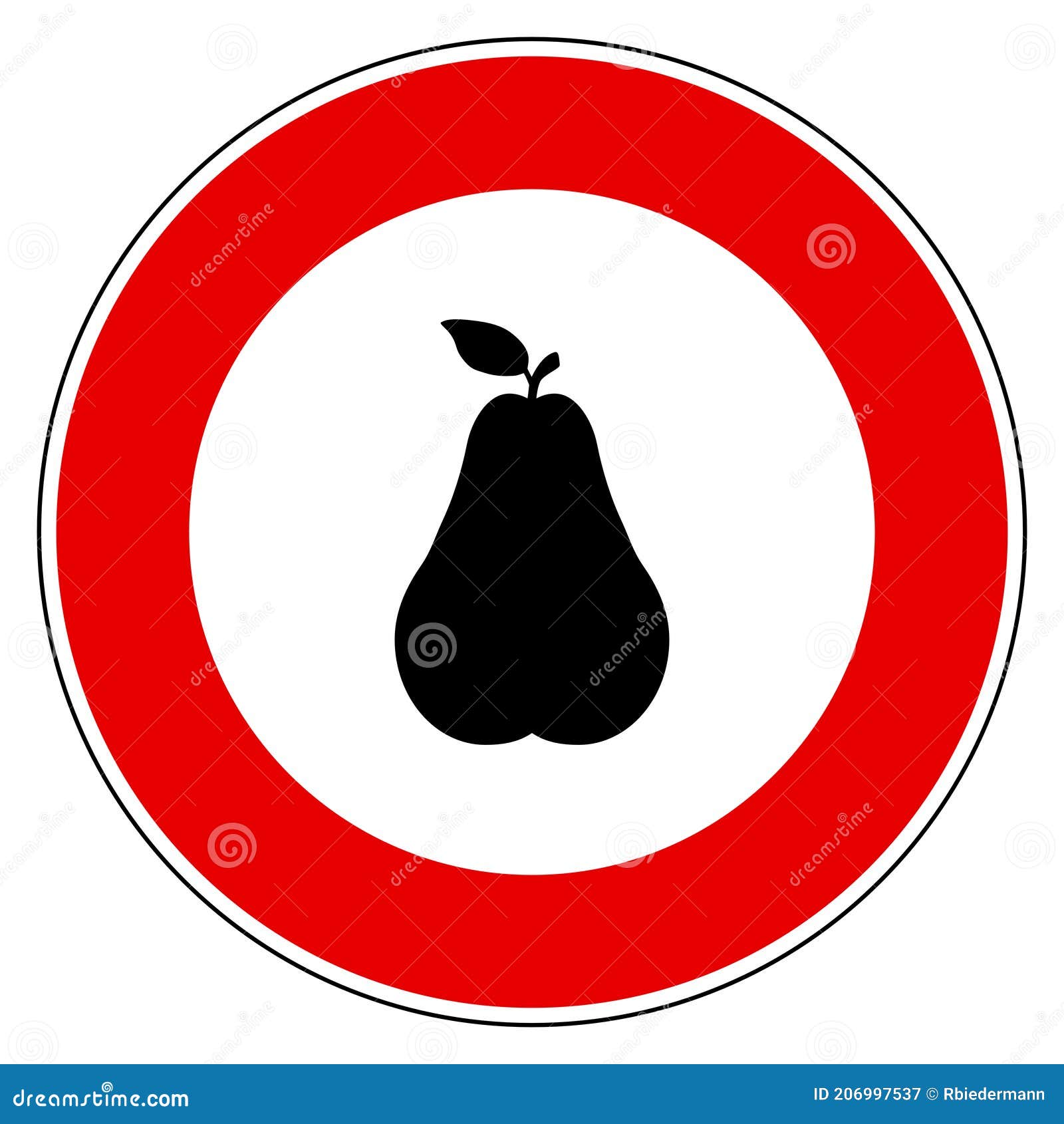 Pear and prohibition sign stock vector. Illustration of vector - 206997537