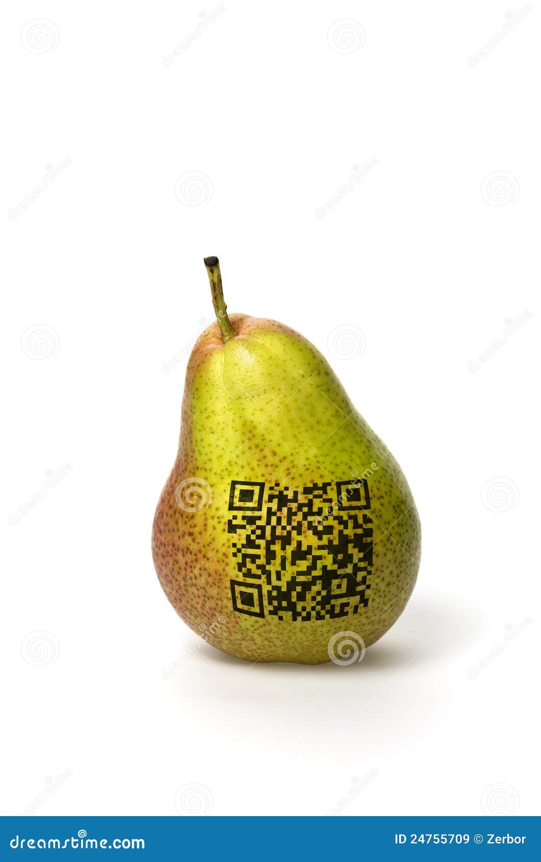 Pear with qr code stock image. Image of food, global - 24755709