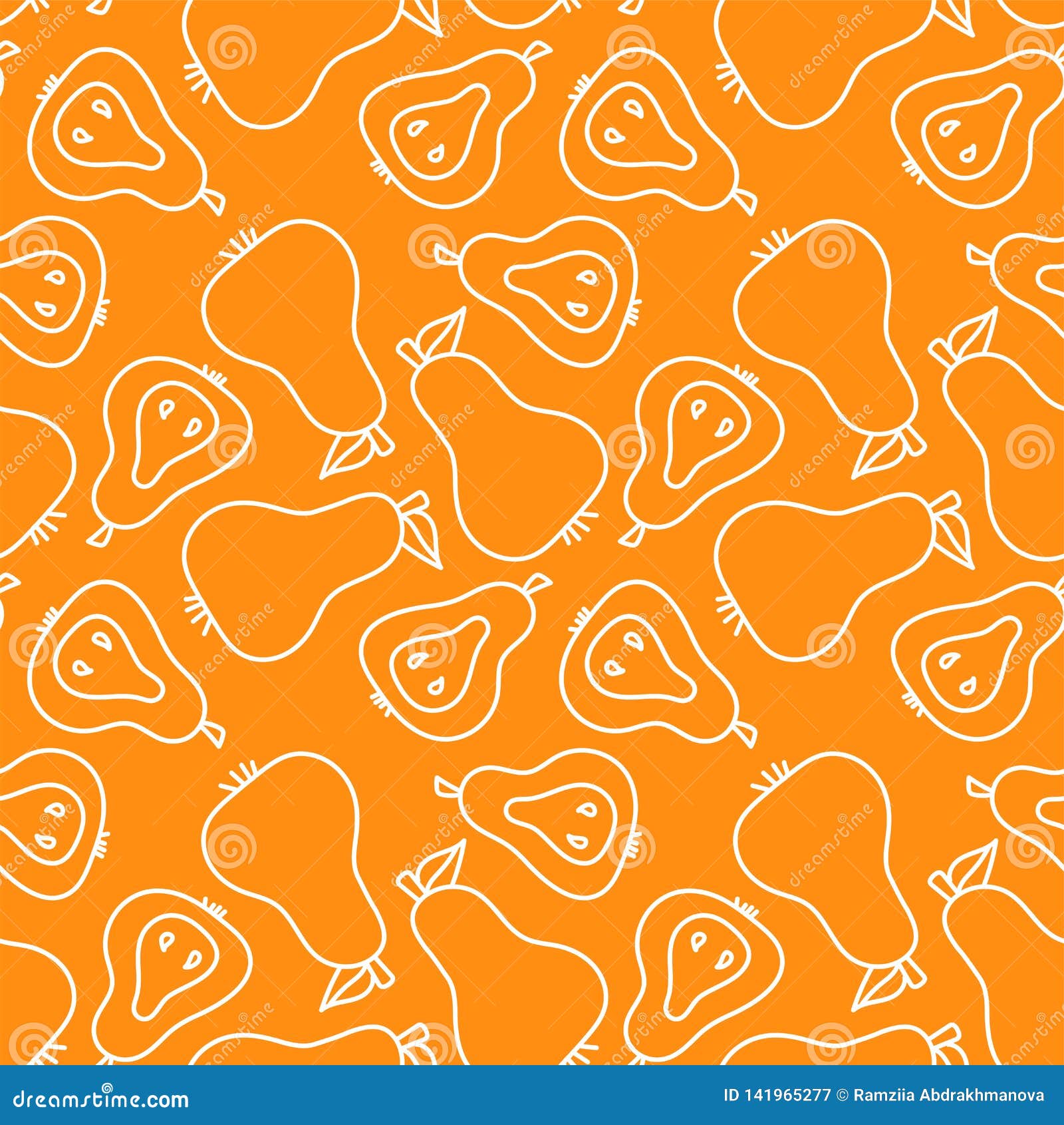 Pear Seamless Pattern. Hand Drawn Fresh Fruit. Vector Sketch Background ...