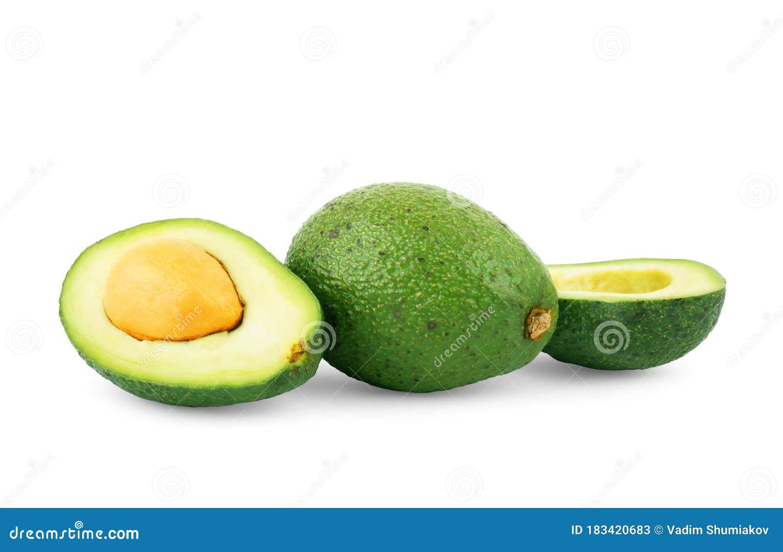 Pear-shaped Avocado Half Whole Isolated on White Background Stock Image ...