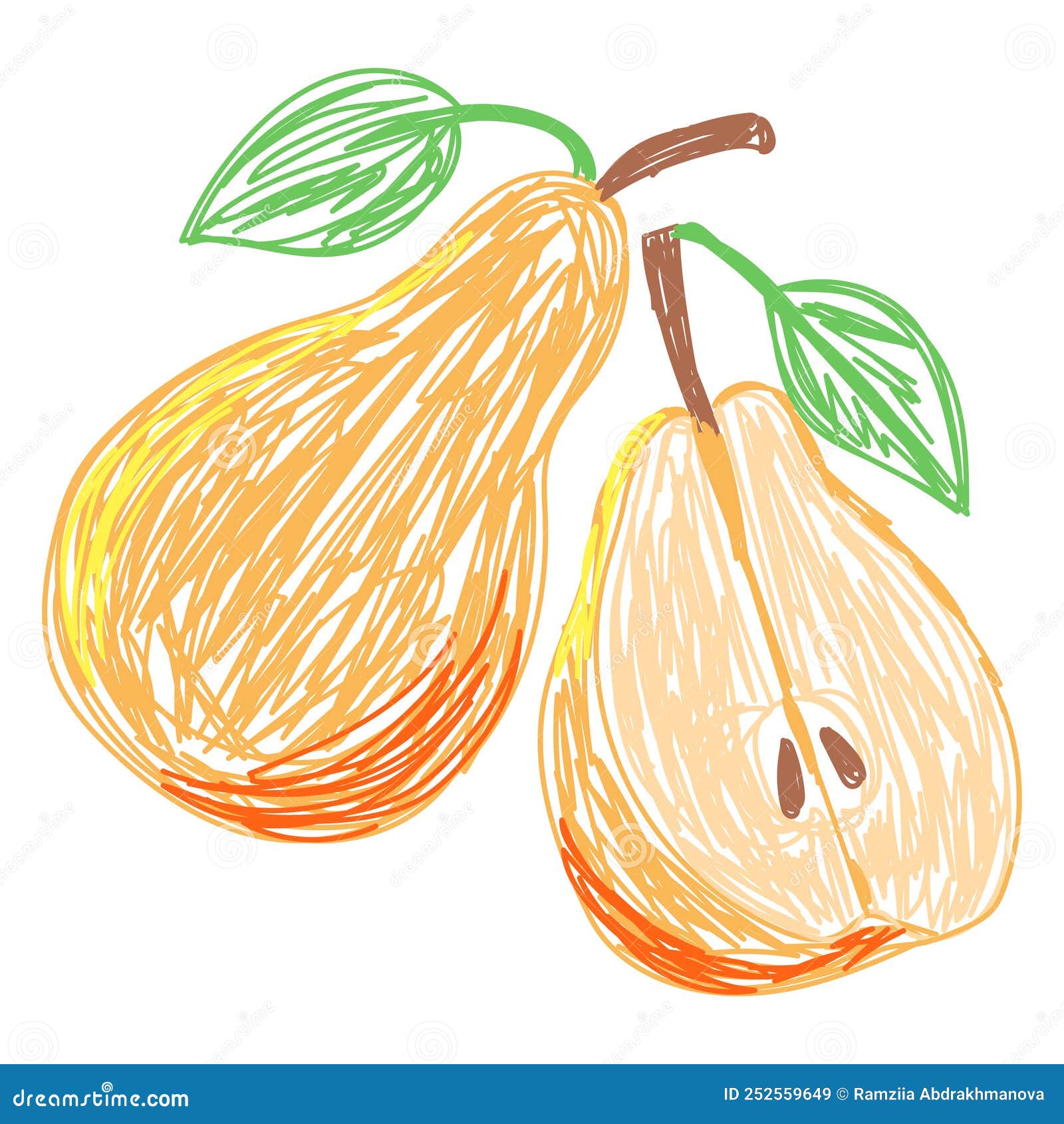 Pear Sketch. Hand Drawn Vector Illustration Stock Vector - Illustration ...