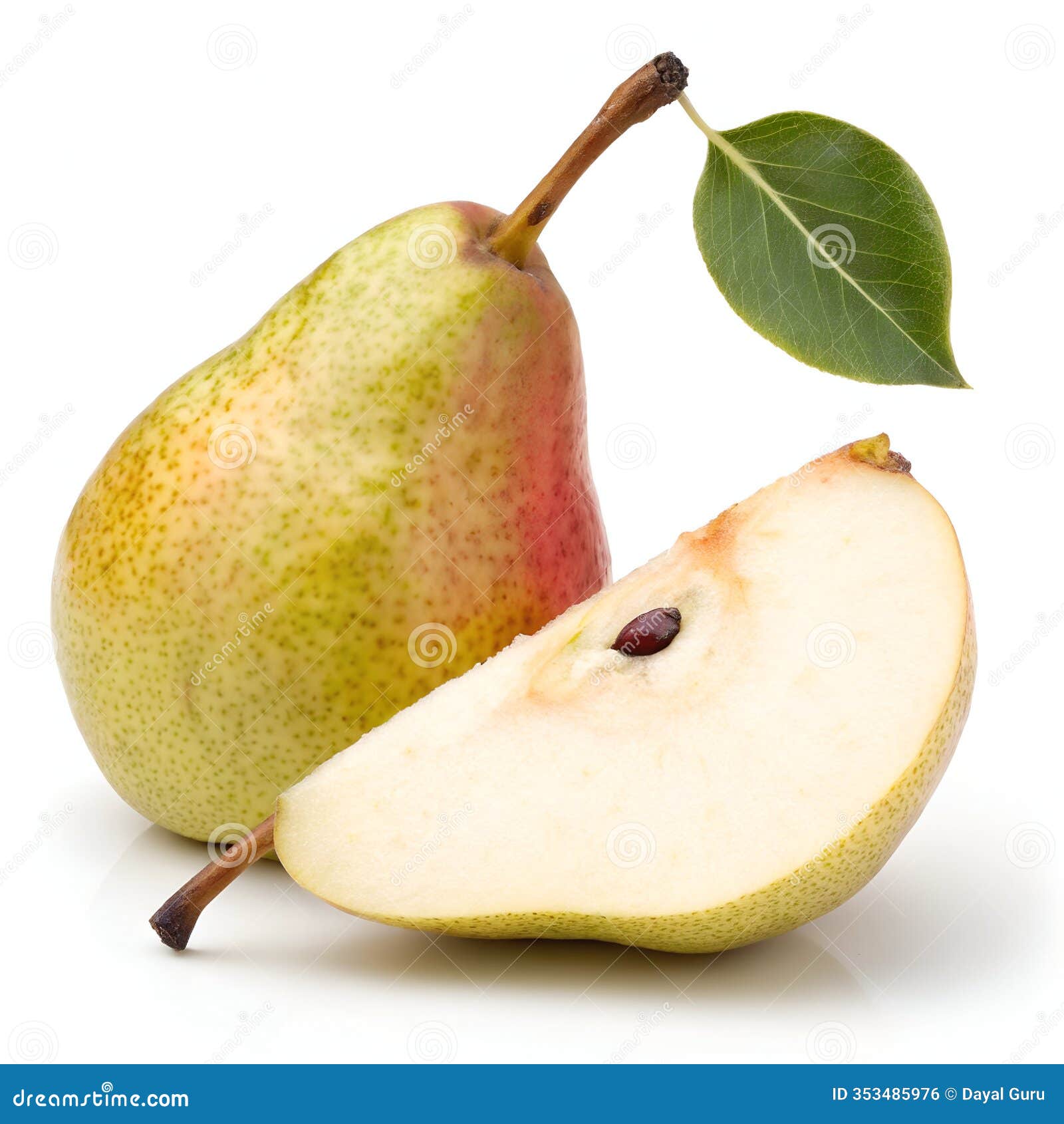 Pear with Slice Isolated on White Background Stock Illustration ...