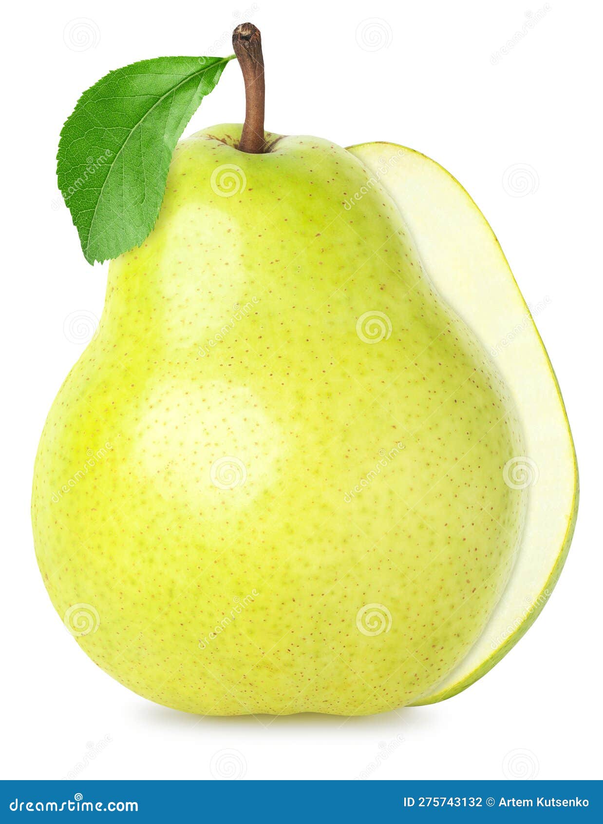 Pear and Slice Isolated on White, Clipping Path. Stock Photo - Image of ...