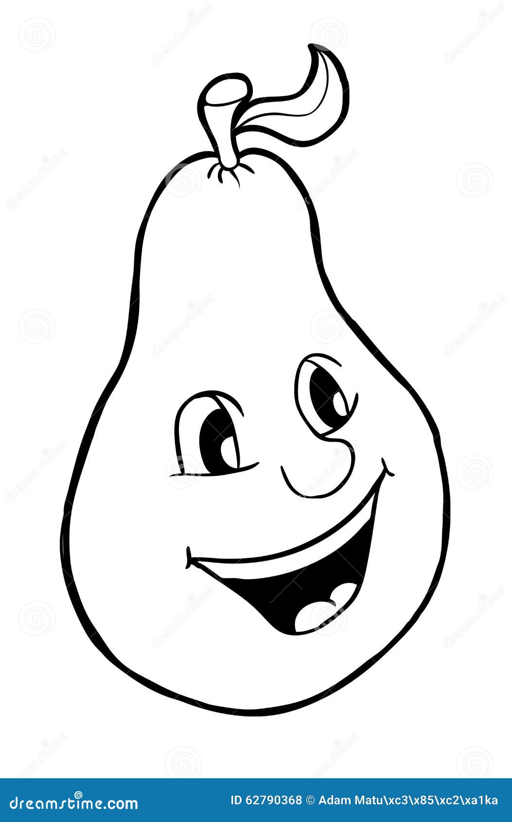 Pear with smile stock vector. Illustration of coloring - 62790368