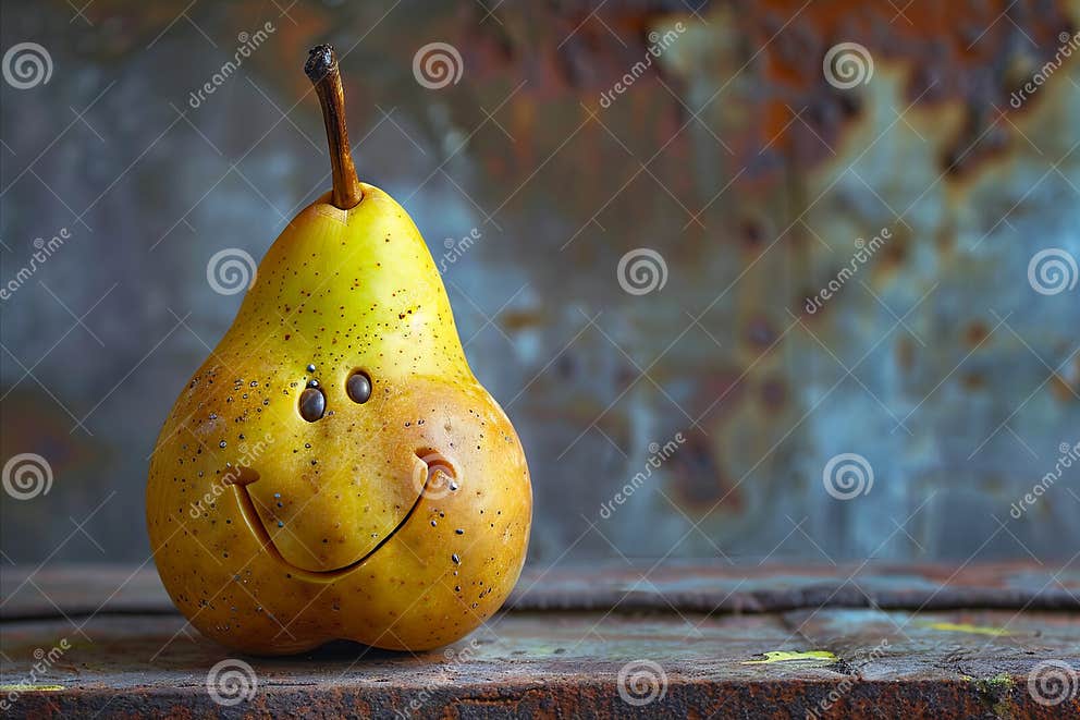 A Pear with a Smiley Face on it Stock Image - Image of nose, pear ...