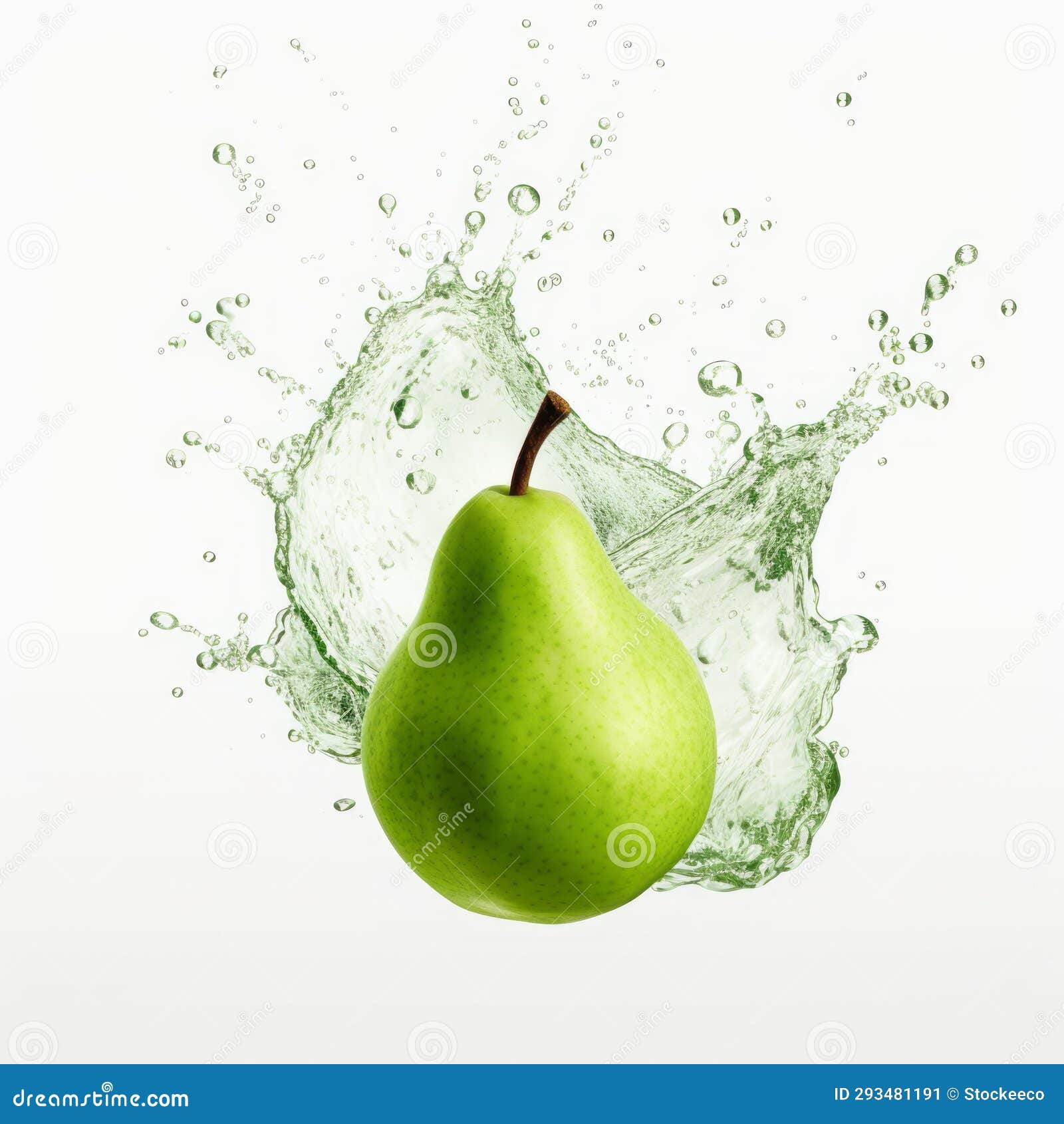 Green Pear with Water Splash on White Background Stock Illustration ...