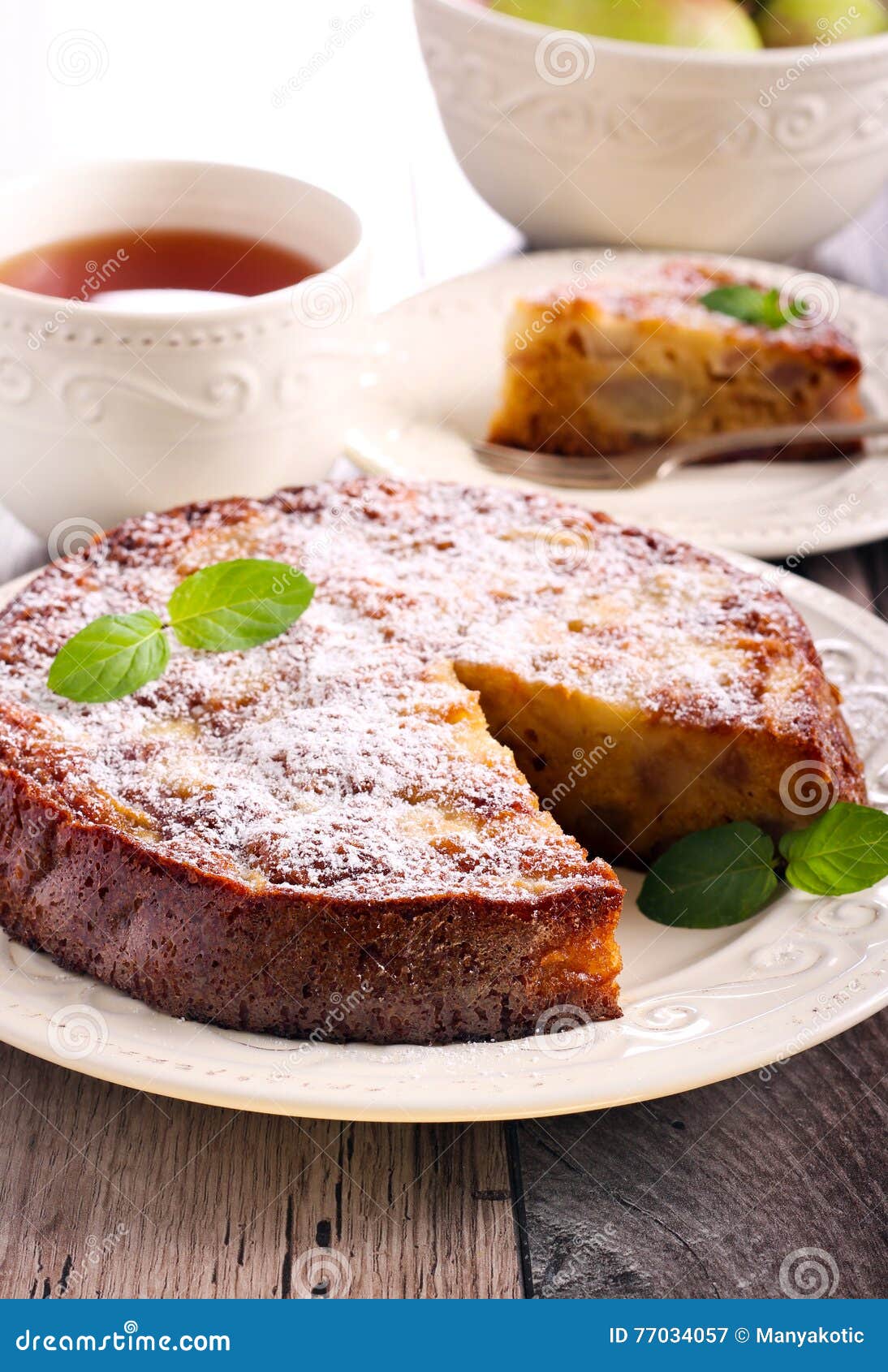 Pear sponge cake stock image. Image of breakfast, slice - 77034057