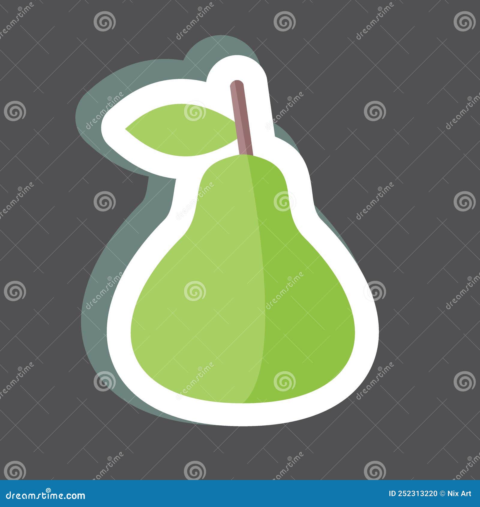 Pear Sticker in Trendy Isolated on Black Background Stock Illustration ...