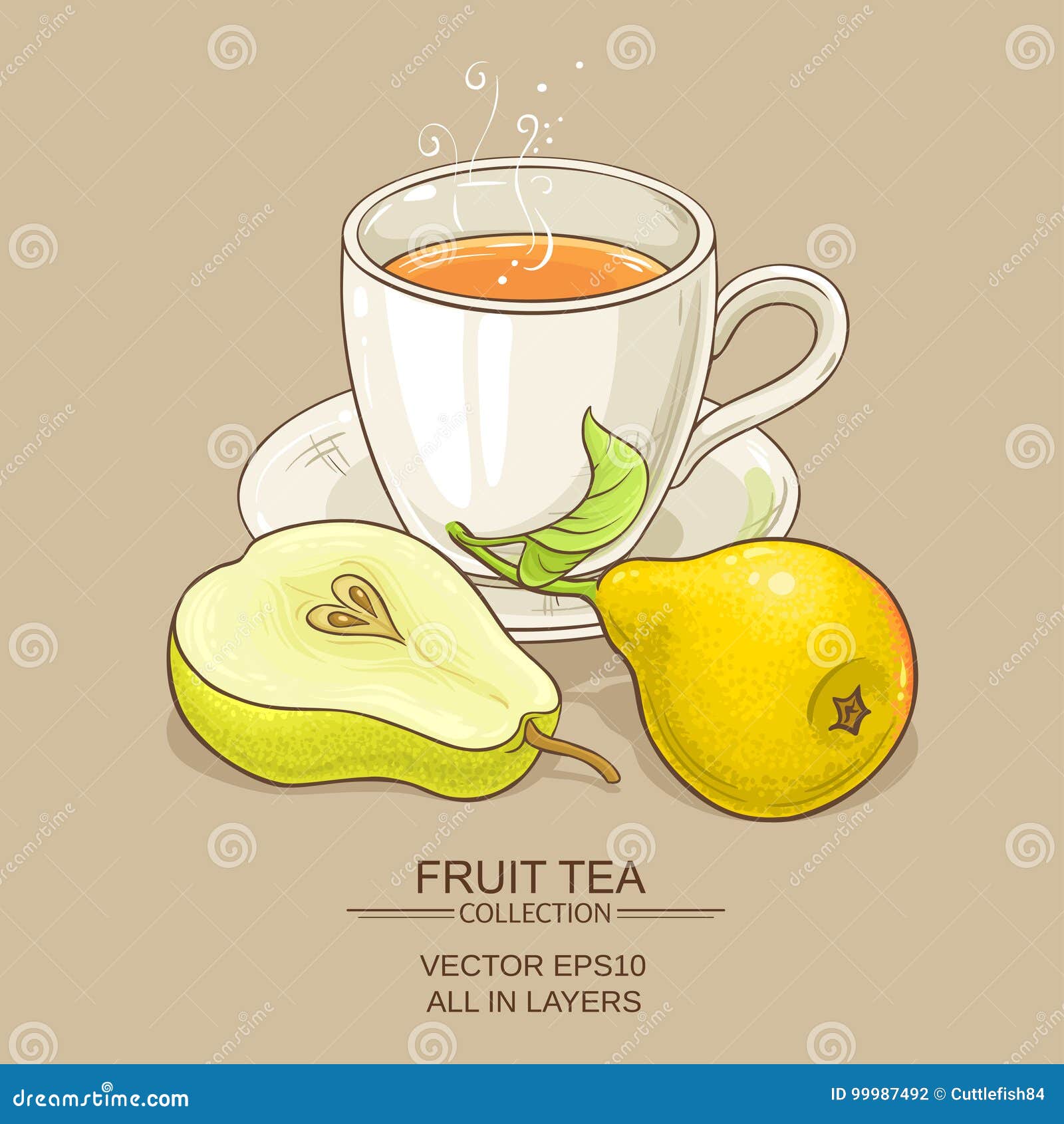 Pear Tea Vector Illustration Stock Vector - Illustration of drawing ...