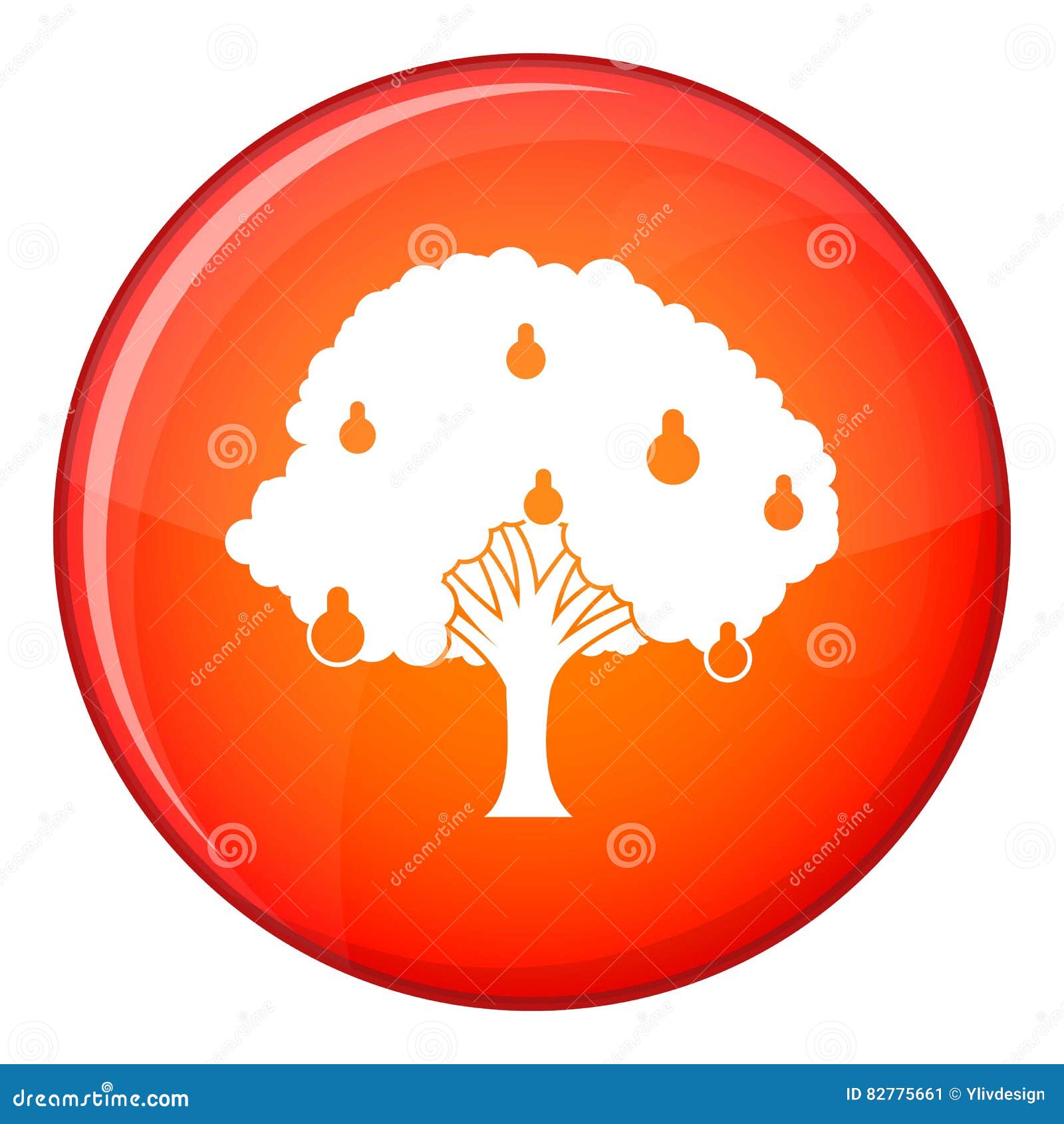 Pear Tree with Pears Icon, Flat Style Stock Vector - Illustration of ...