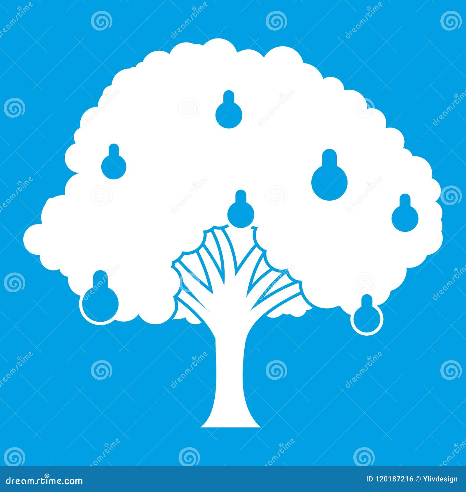 Pear Tree with Pears Icon White Stock Vector - Illustration of branch ...