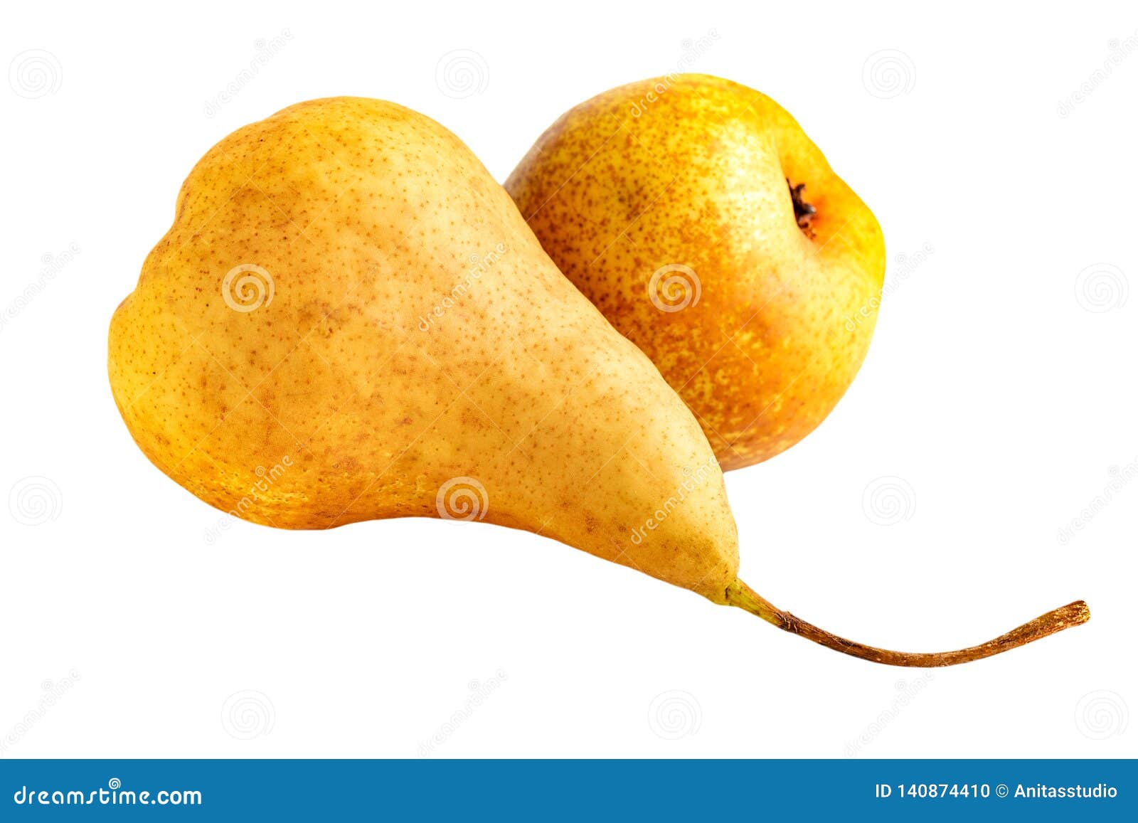 Pear Two Organic Ripe Pears in Close-up on White Stock Photo - Image of ...