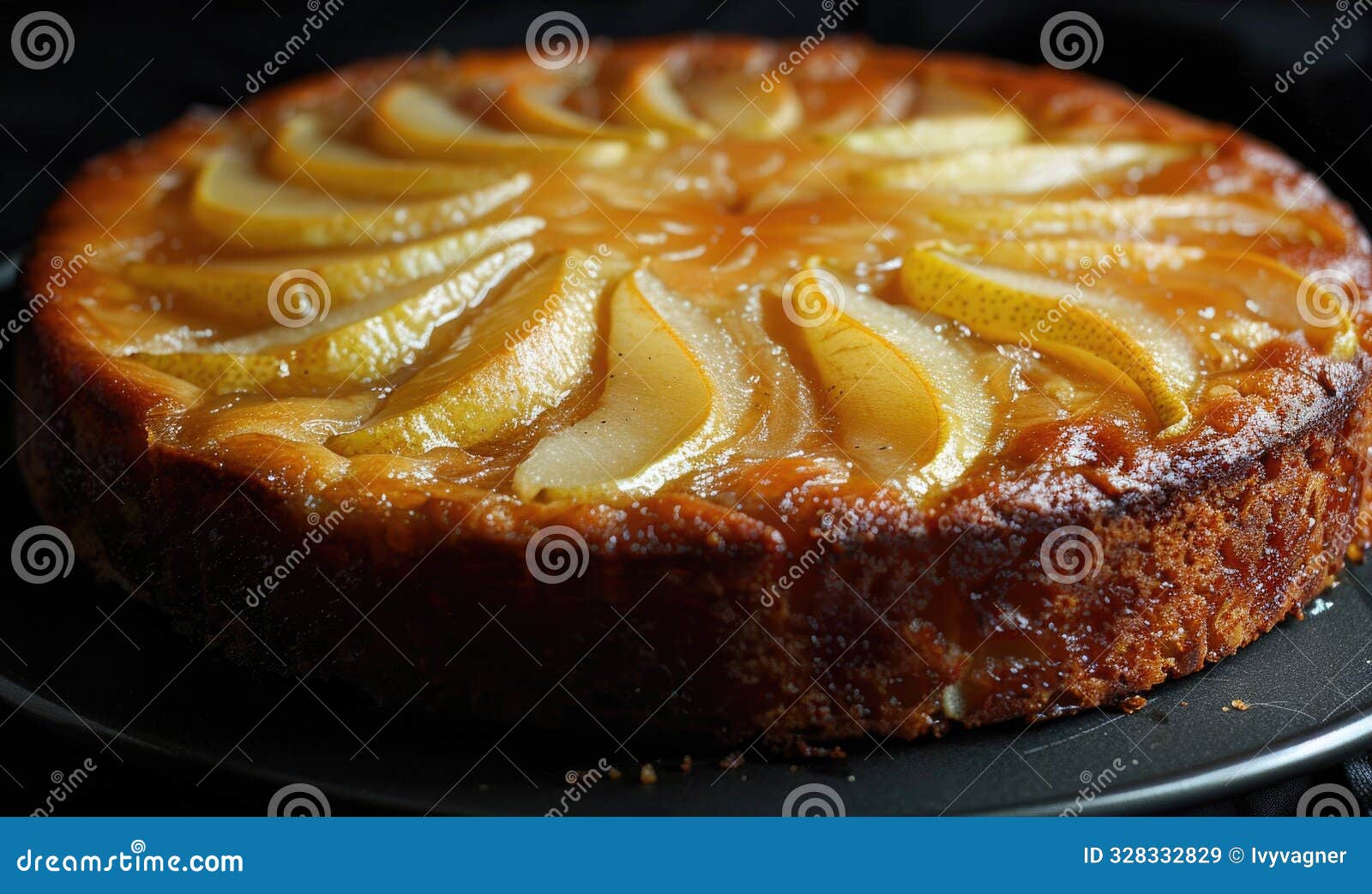 Pear Upside-down Cake, Golden and Caramelized Stock Image - Image of ...