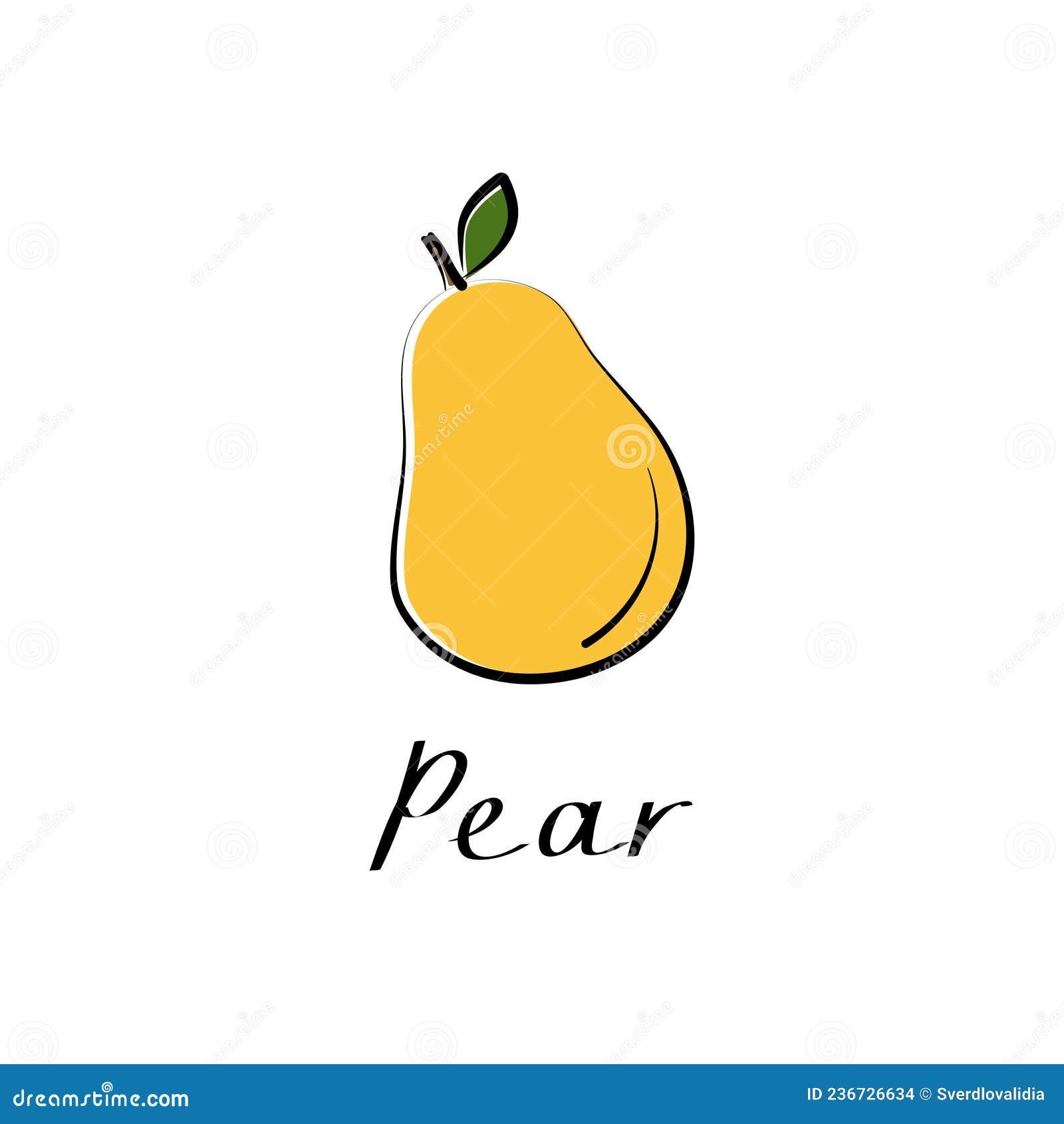 Pear Vector Cartoon Flat Illustration. Fresh Berry Fruit and Vegetable ...