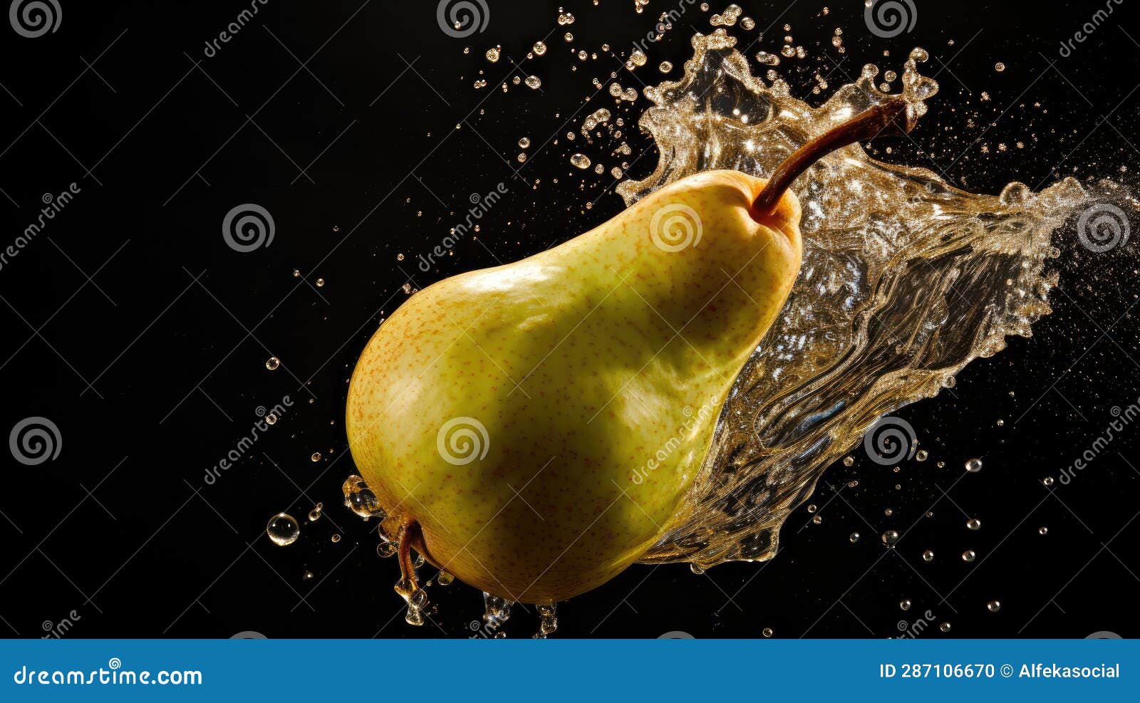 Pear in Water, Splash Theme Stock Illustration - Illustration of diet ...