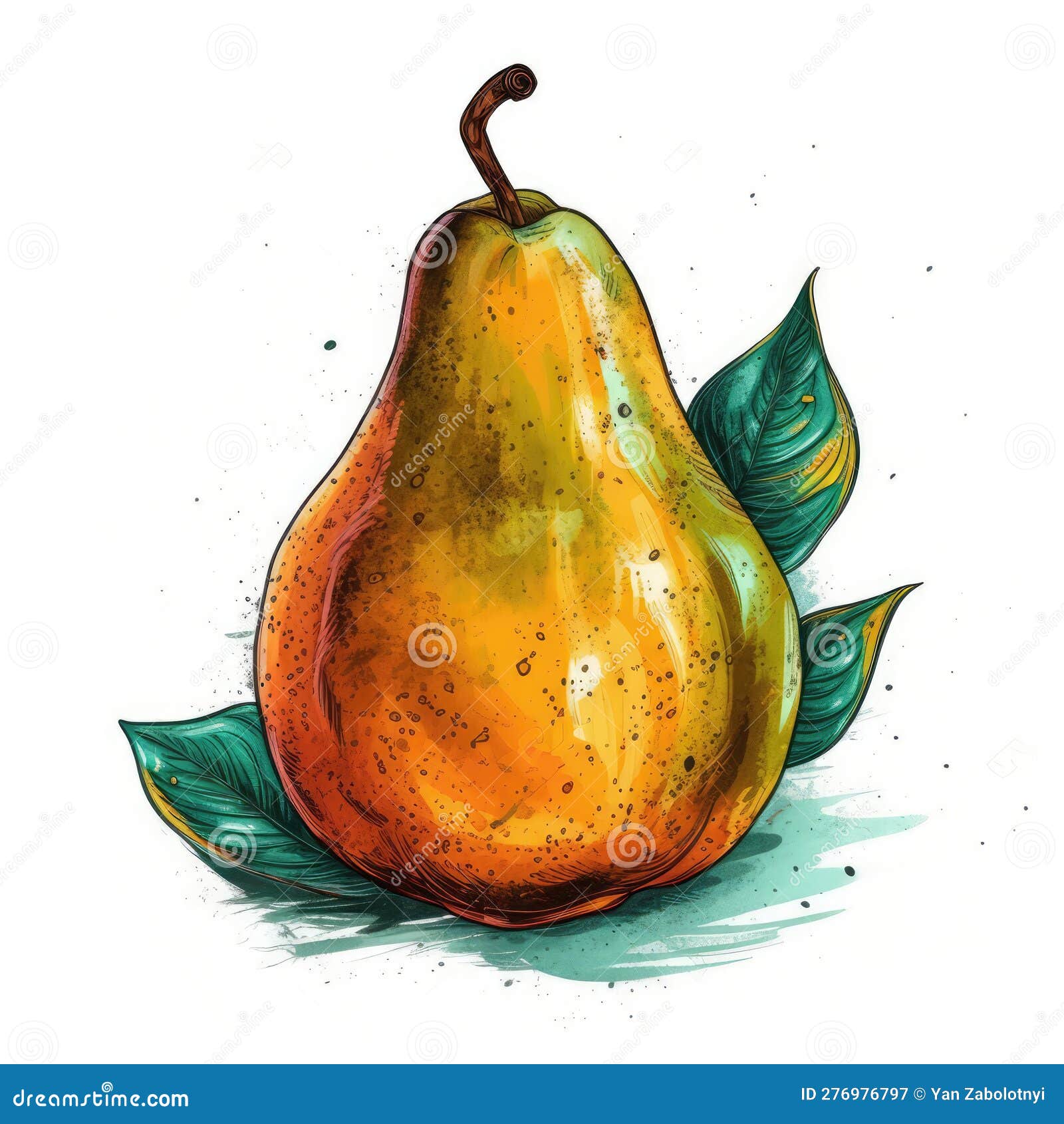 Pear On White Background Logo Digital Art. Generative AI Royalty-Free ...
