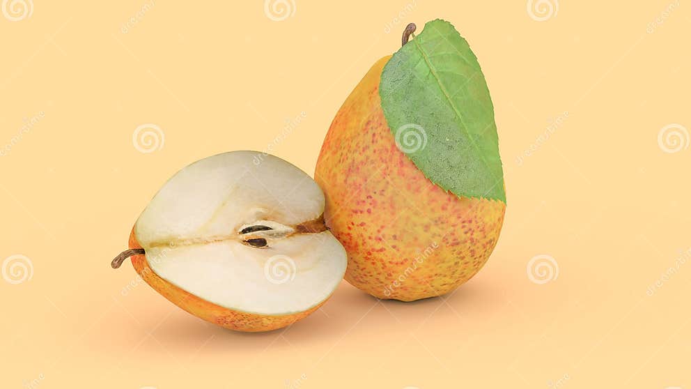 Pear on a Yellow Background Stock Illustration - Illustration of diet ...