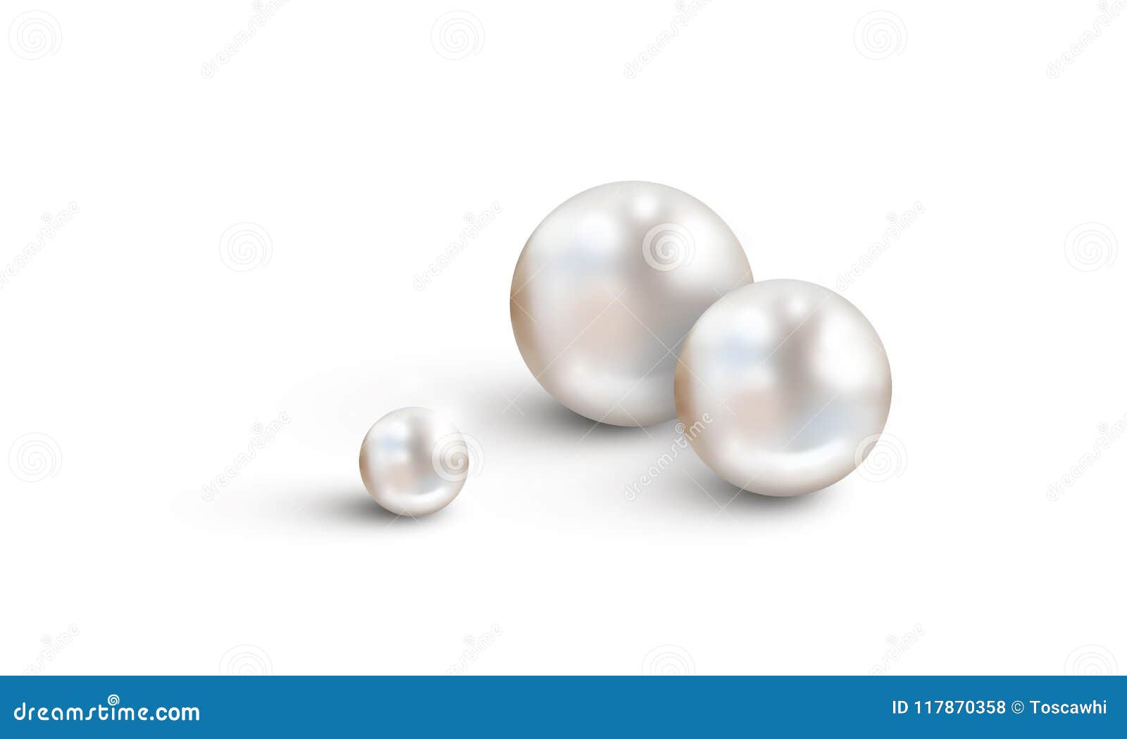 Three White Pearls on White Background Stock Illustration ...