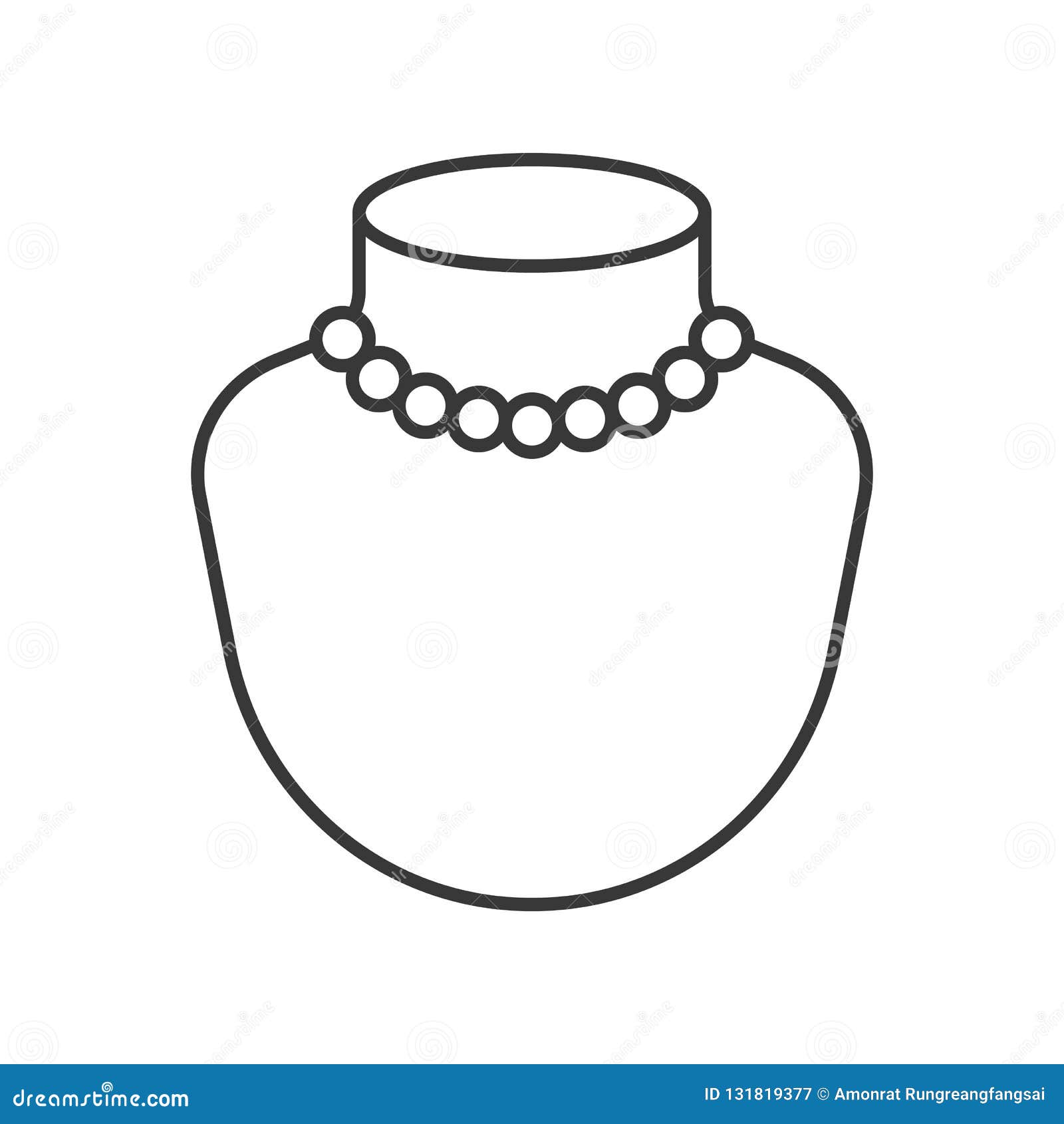 Pearl or Beads Necklace, Outline Vector Icon Stock Vector ...