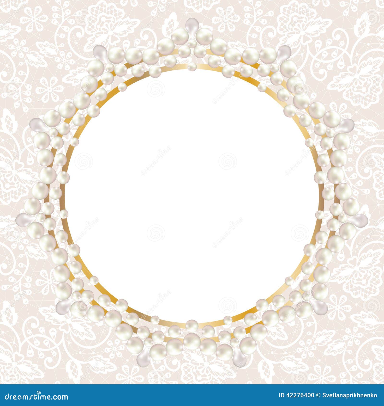 Pearl Frame On Lace Background Vector Illustration | CartoonDealer.com ...