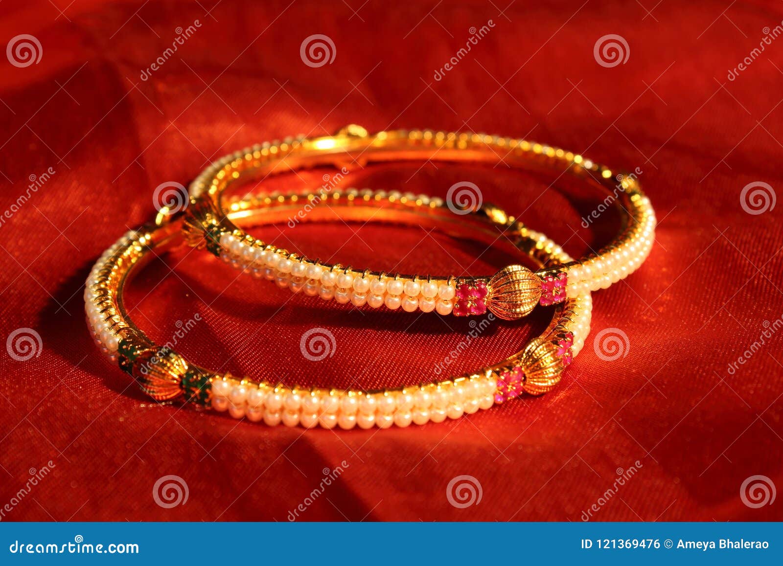 Pearl and gold bangles stock photo. Image of close, bangles - 121369476