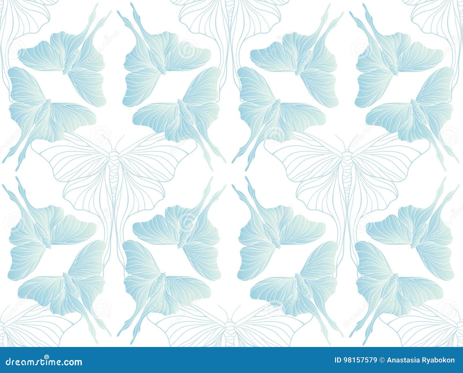 Pearl Green Butterfly Pattern on White Vector Stock Vector ...