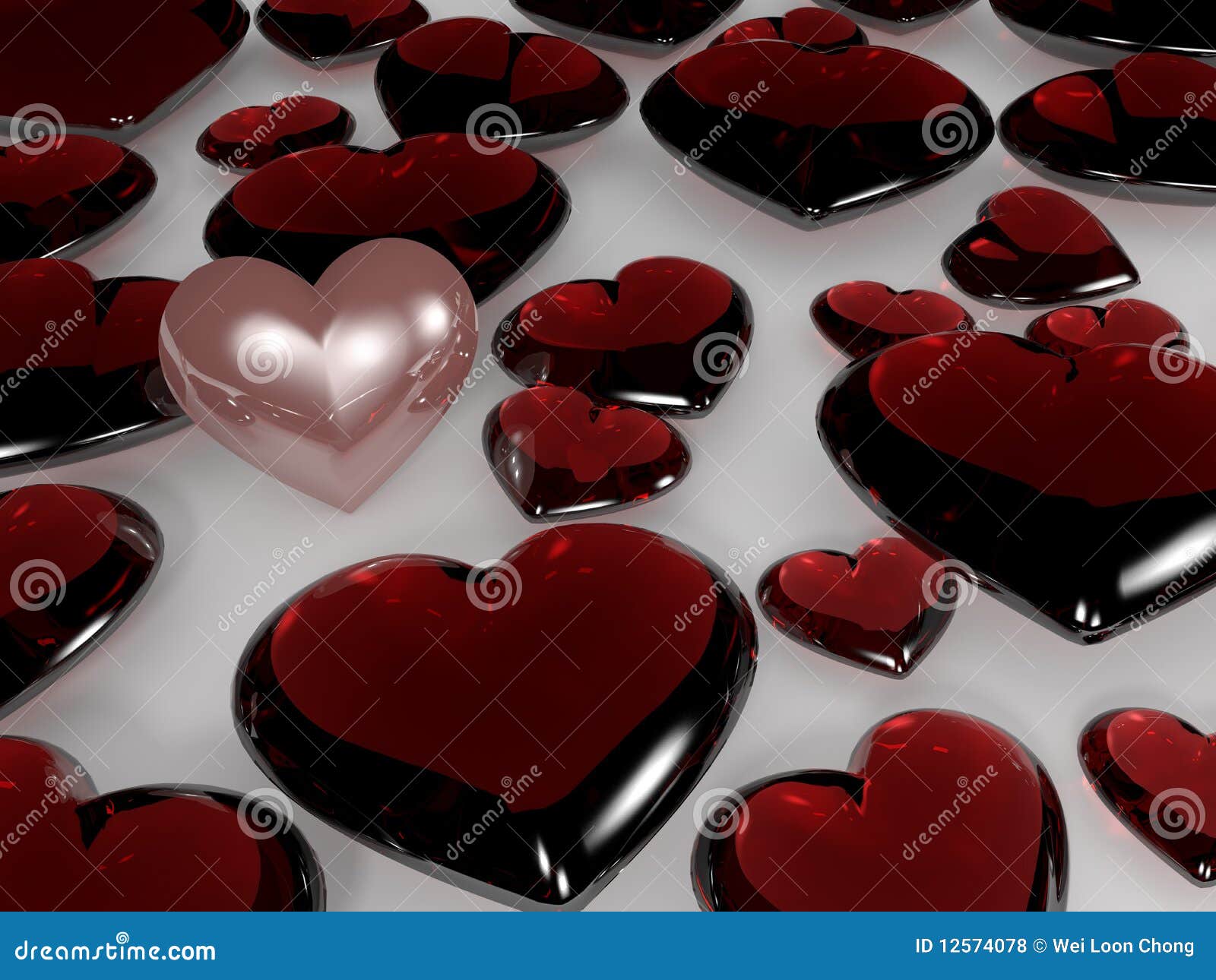 A Pearl Heart among Glass Hearts Stock Illustration - Illustration of ...