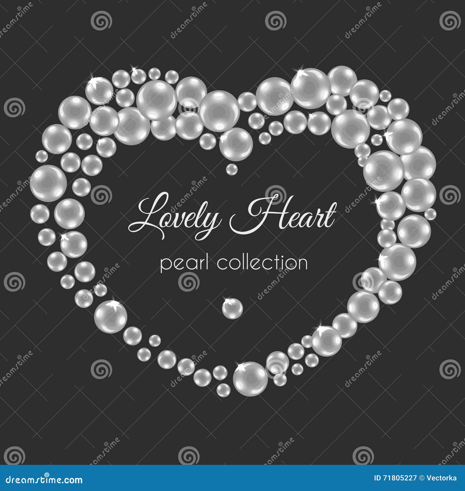 Pearl Heart. Vector Frame in Heart Shape. White Pearls Design. Stock ...