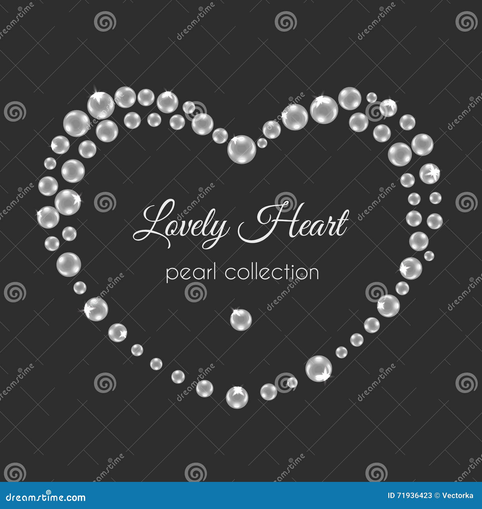 Pearl Heart. Vector Frame in Heart Shape. White Pearls Design. Stock ...