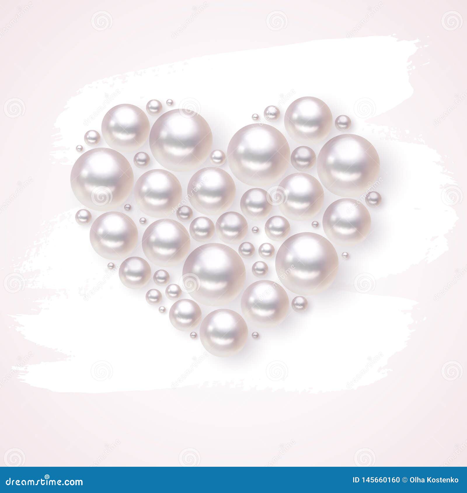 Pearl Heart Vector on Hand Drawn Splodge Background Stock Vector ...