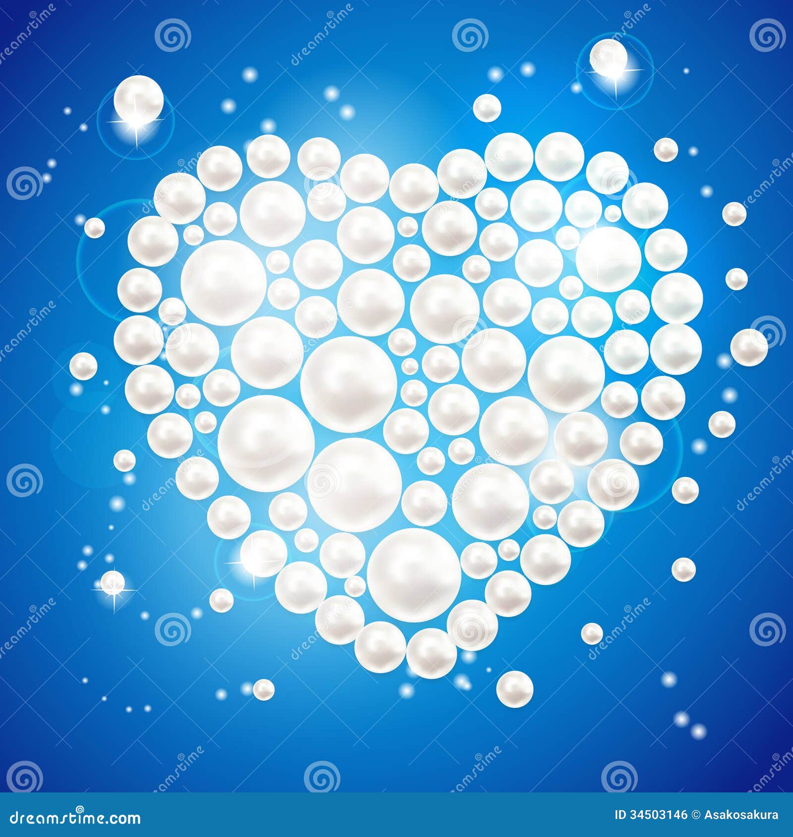 Pearl Heart. Vector Illustration. Stock Vector - Illustration of retro ...