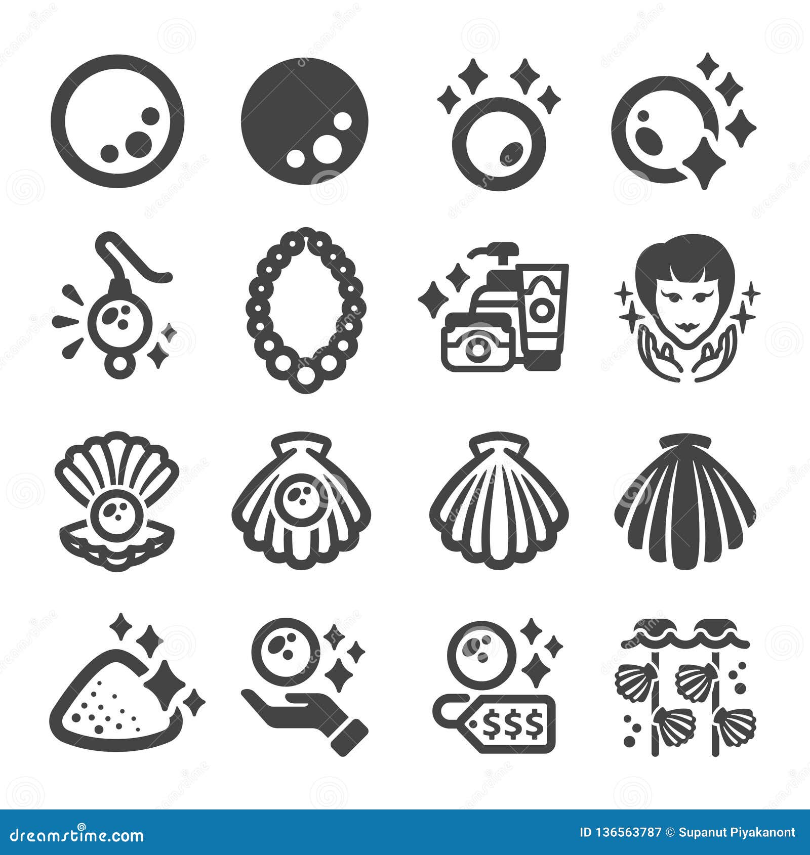 Pearl Icon In Six Different Colors. Isolated On White. Vector ...