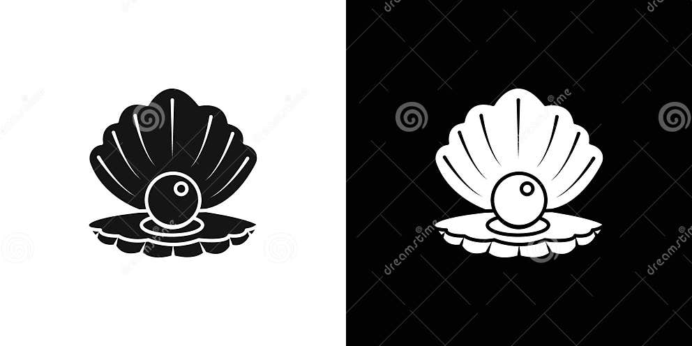 Pearl Icon Flat Vector Set Outline Stock Vector - Illustration of ...