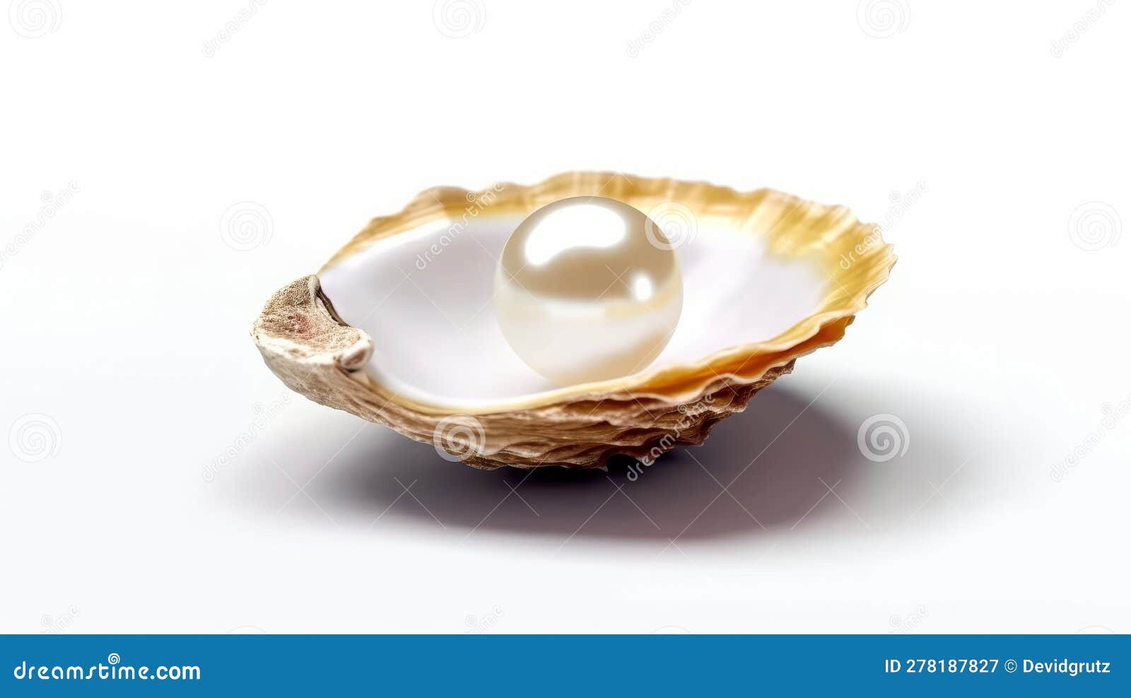 Pearl Inside Seashell Isolated on White Background. Generative AI Stock ...
