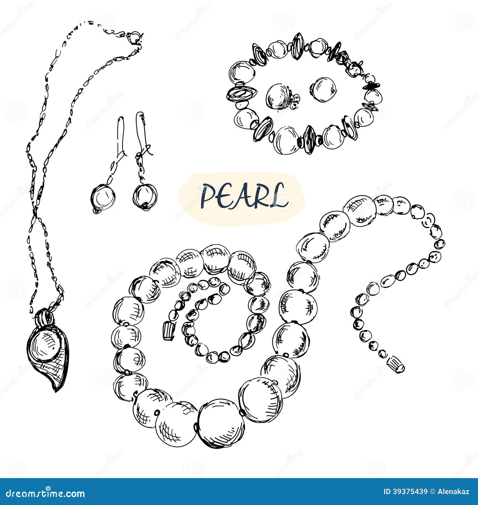 Pearl jewelry stock vector. Illustration of chain, accessory - 39375439