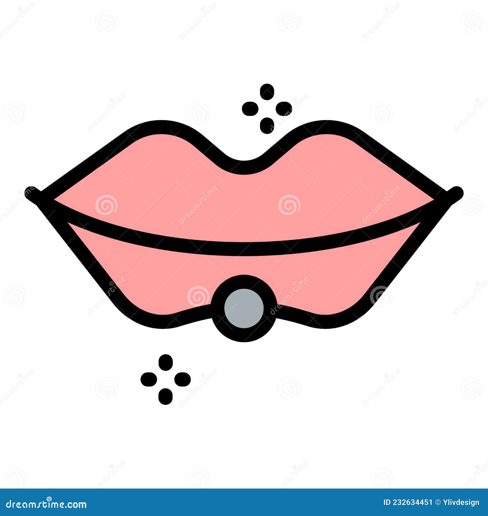 Pearl Lips. Vector Hand Drawn Illustration Of Mouth Biting Red Pomade ...