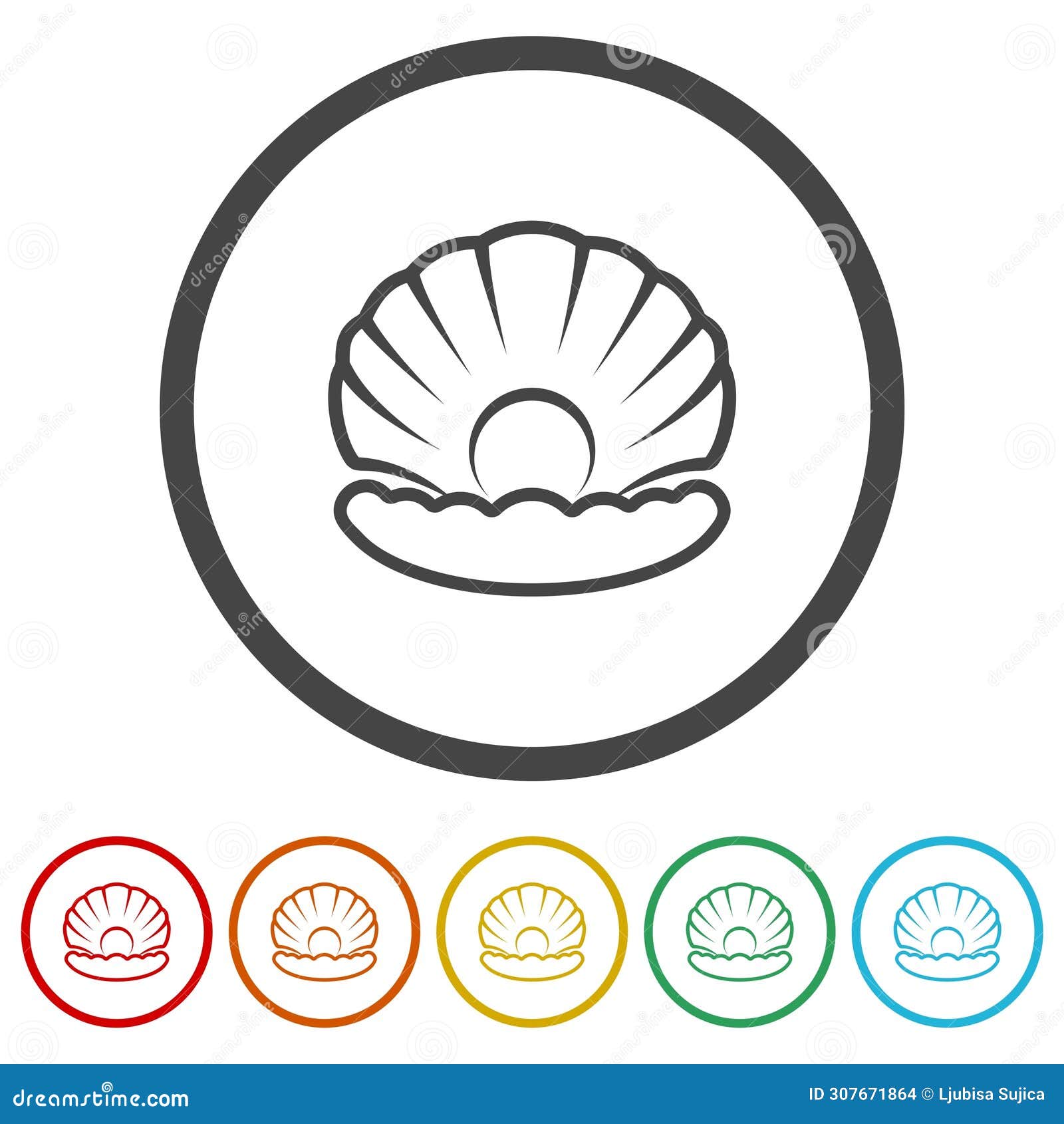 Pearl Logo Icon. Set Icons in Color Circle Buttons Stock Vector ...