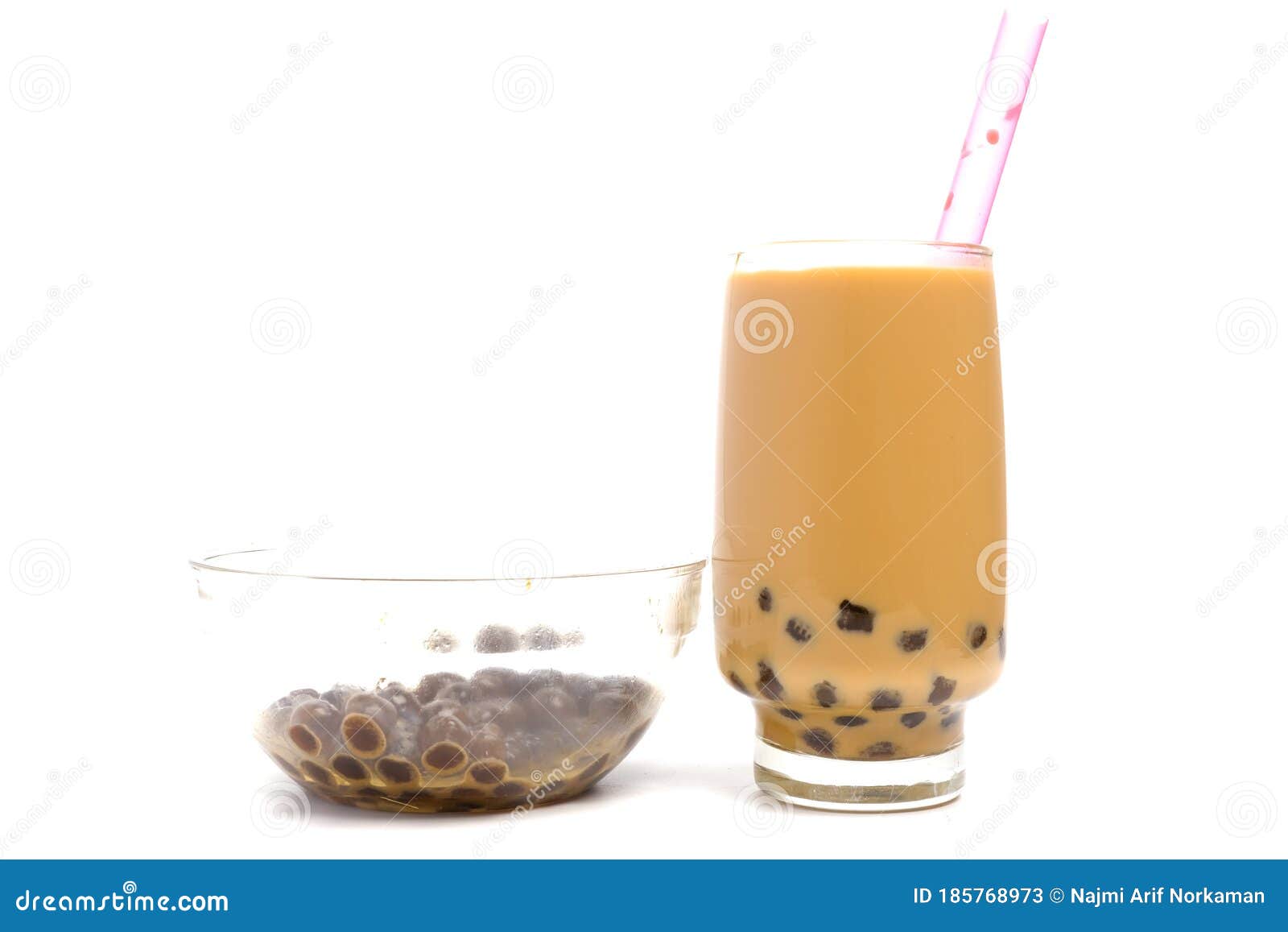 Pearl Milk Tea with Pearl Tea Insight Stock Image - Image of straw ...