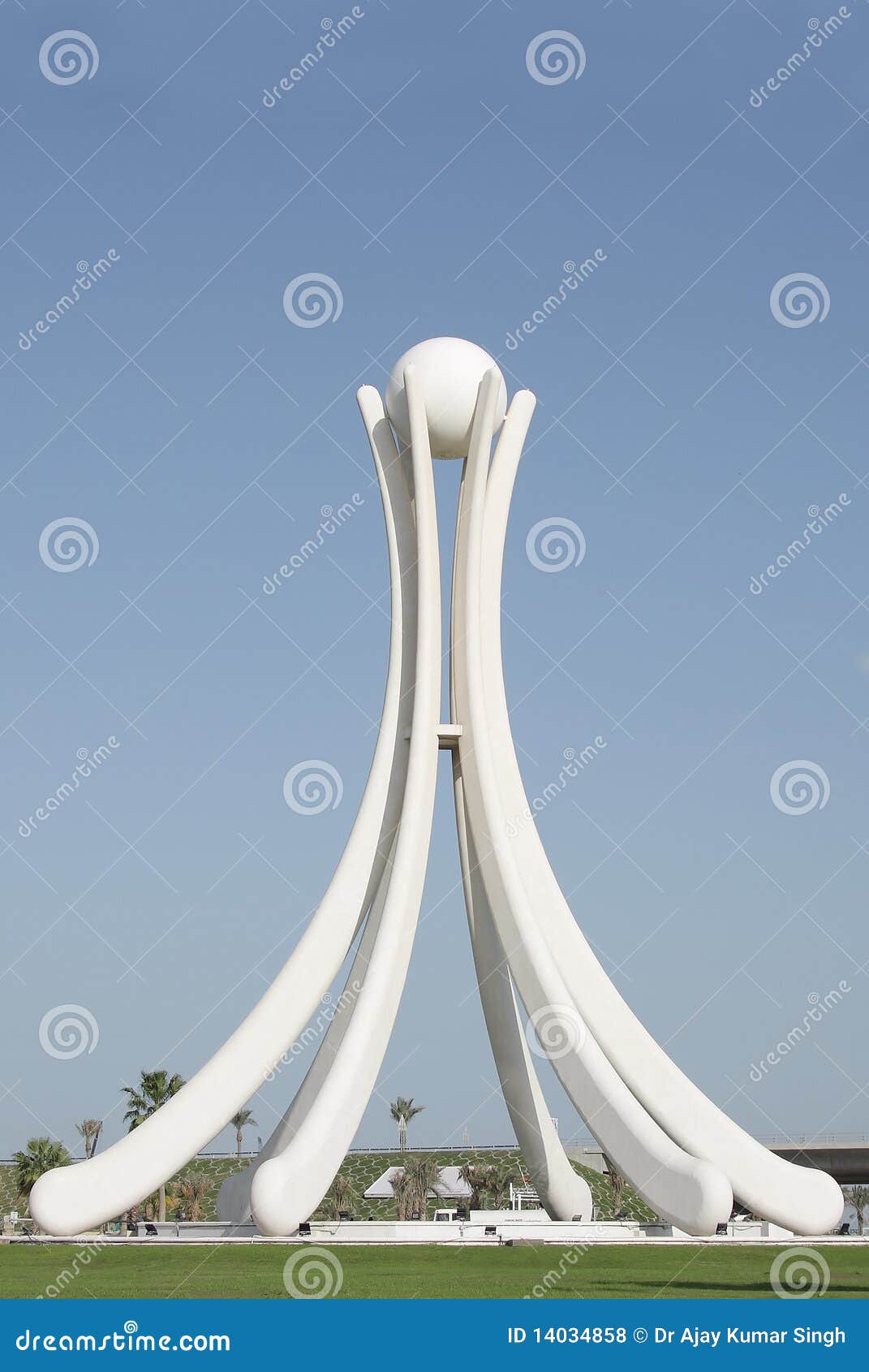 Pearl Monument with Six Dhow Sails and a Pearl Stock Photo - Image of ...