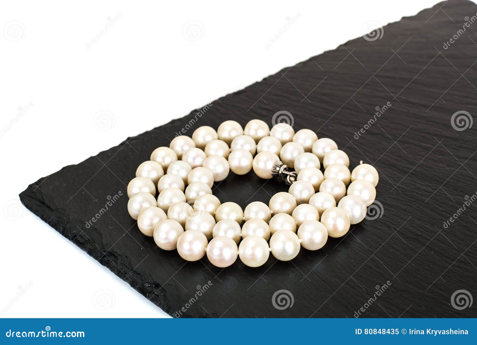 Pearl Necklace on Black Background. Stock Image - Image of elegance ...