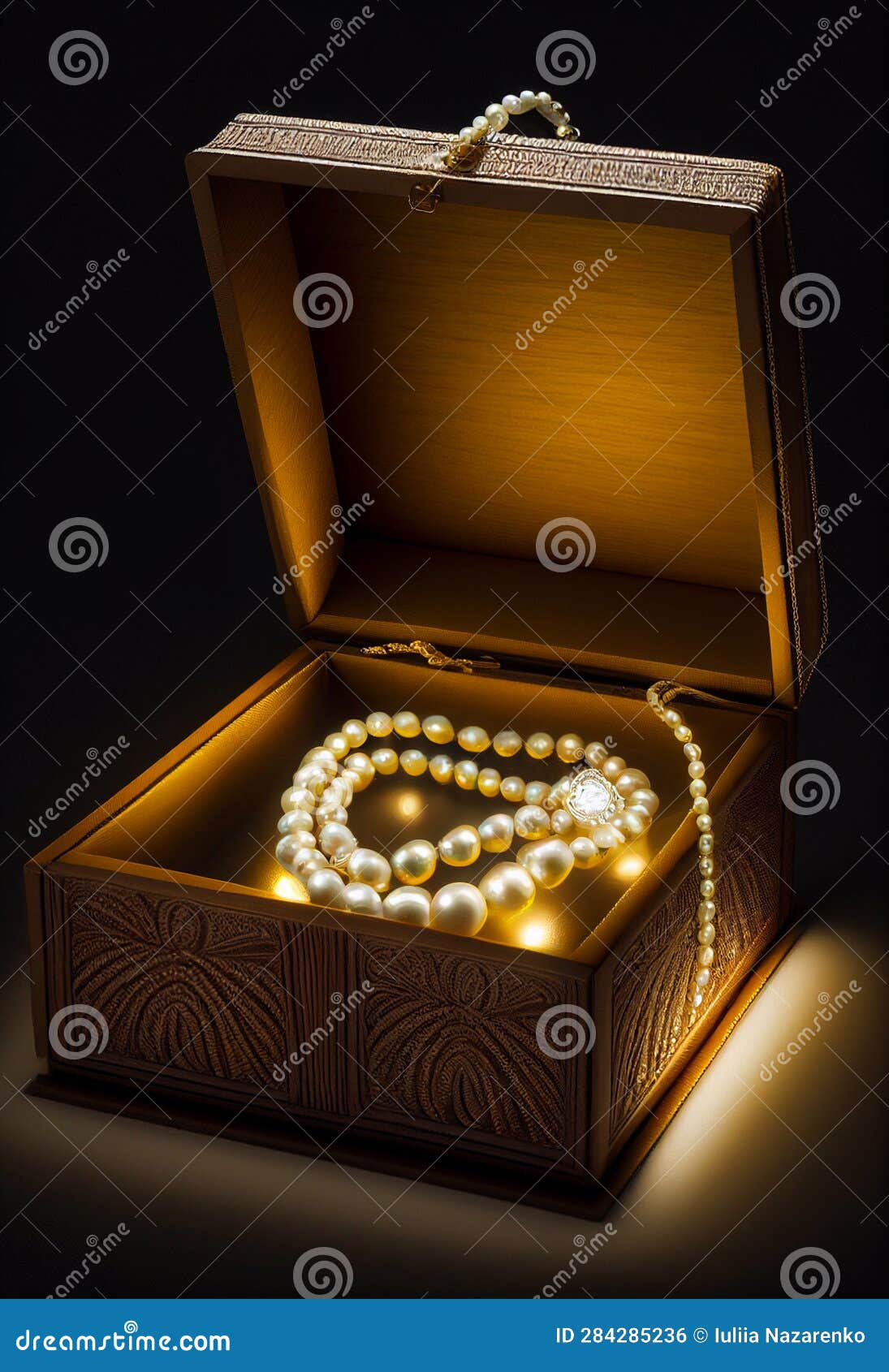 Pearl Necklace in a Box. AI Generated Stock Illustration - Illustration ...