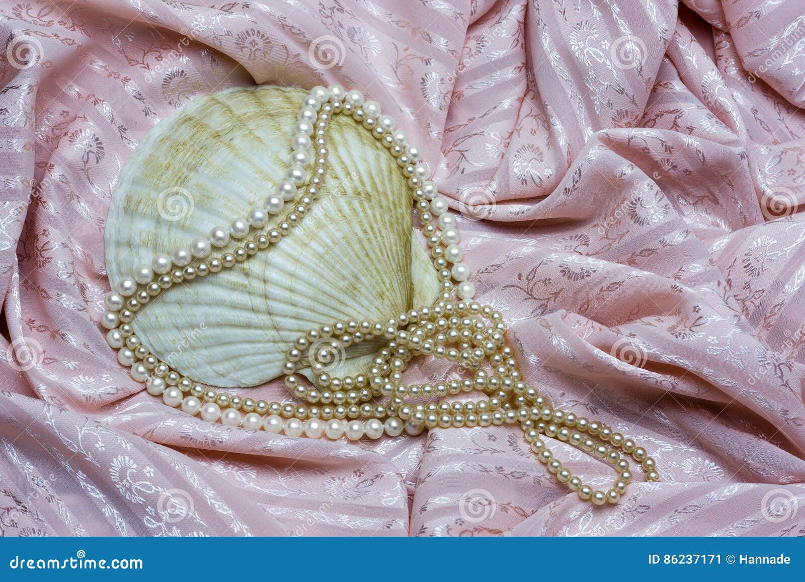 Pearl Necklace on Draped Fabric Stock Image - Image of nacreous ...