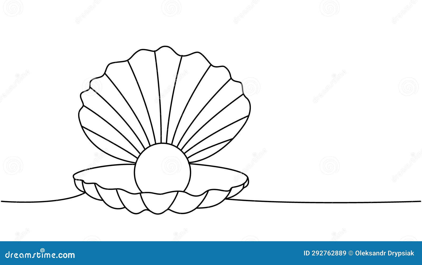 Pearl One Line Continuous Drawing. Tropical Underwater Shell Continuous ...