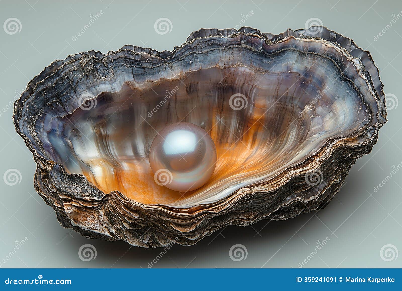 Pearl, One Natural Pearl Inside the Oyster Shell Stock Illustration ...