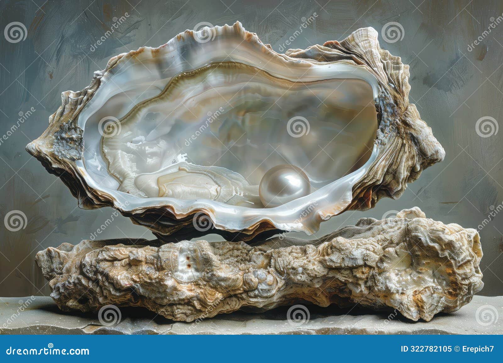 Pearl in an Open Oyster Shell Lying on the Table Stock Image - Image of ...