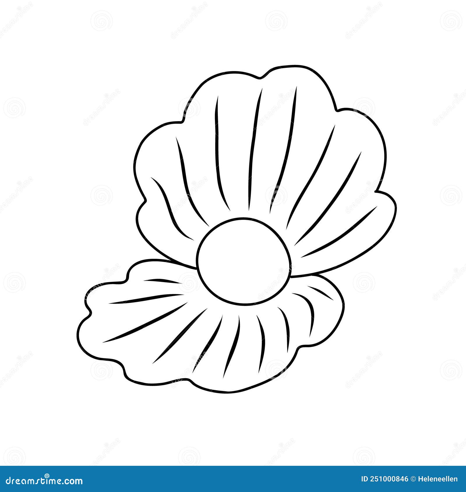 Pearl in the Open Shell Simple Outline Doodle Vector Illustration Stock ...