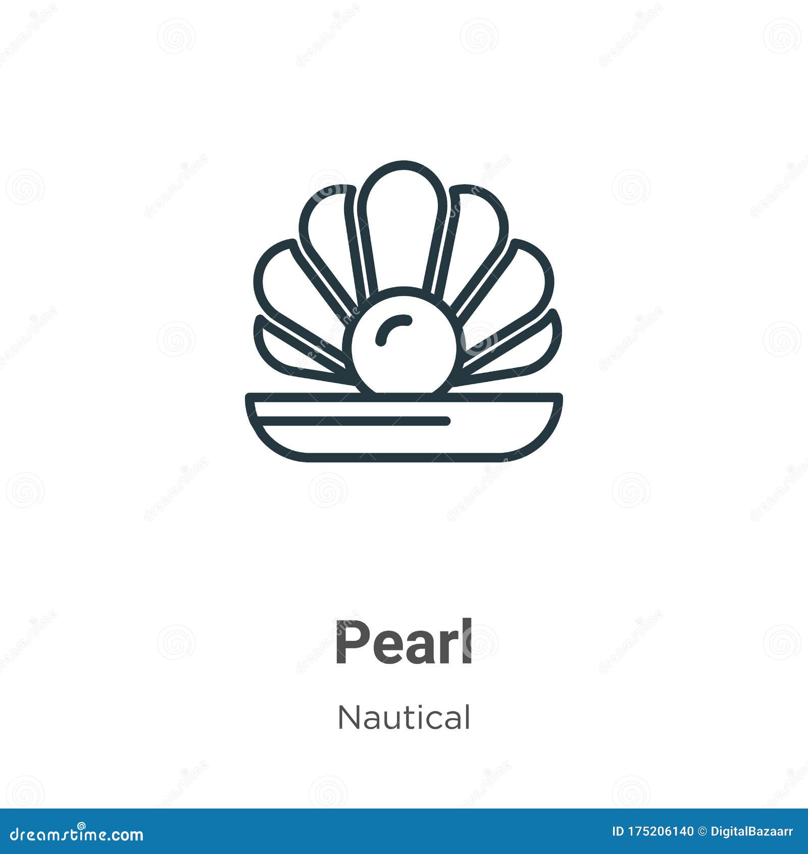 Pearl Outline Vector Icon. Thin Line Black Pearl Icon, Flat Vector ...