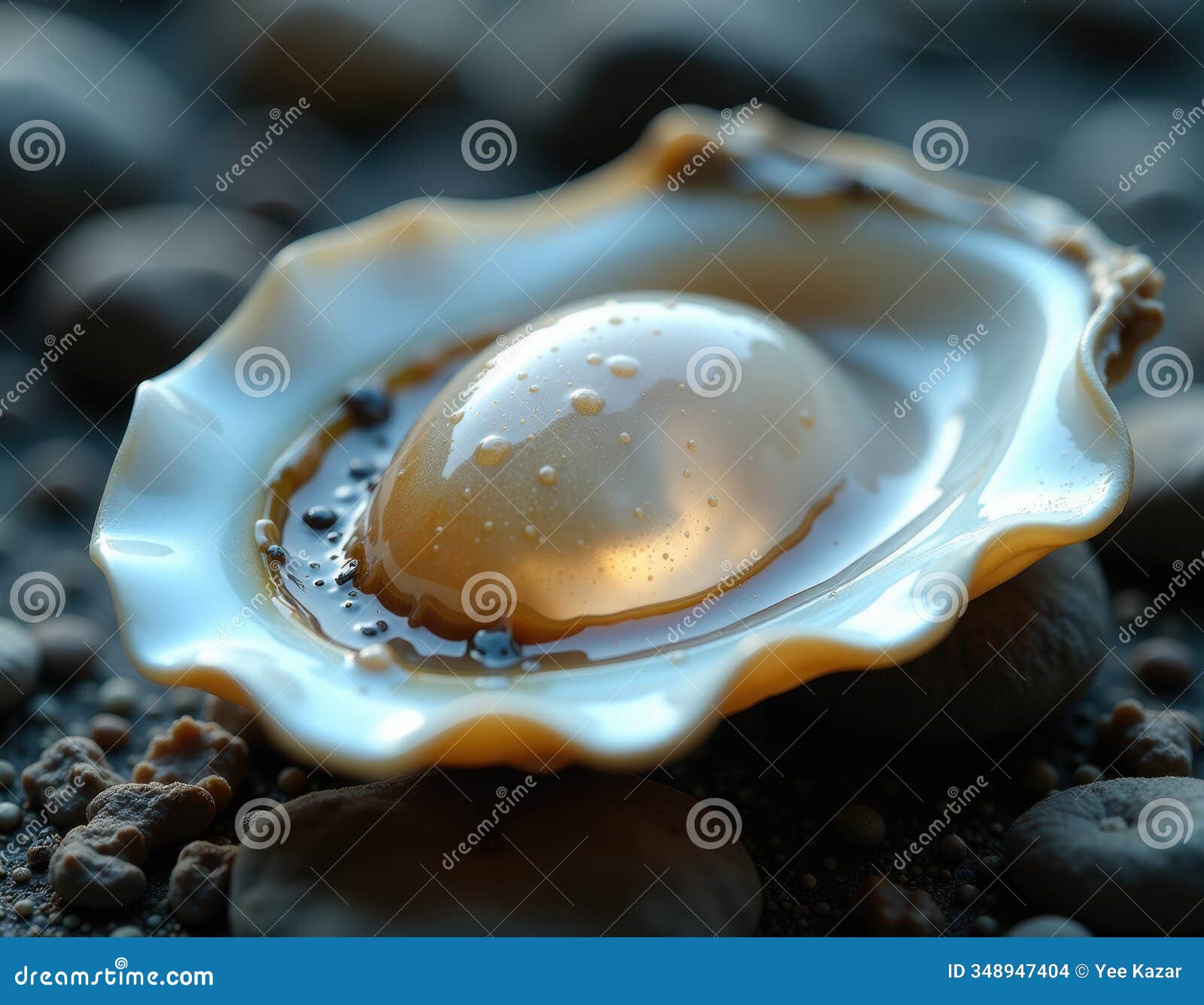 Pearl in Oyster Shell on Pebbles Stock Illustration - Illustration of ...